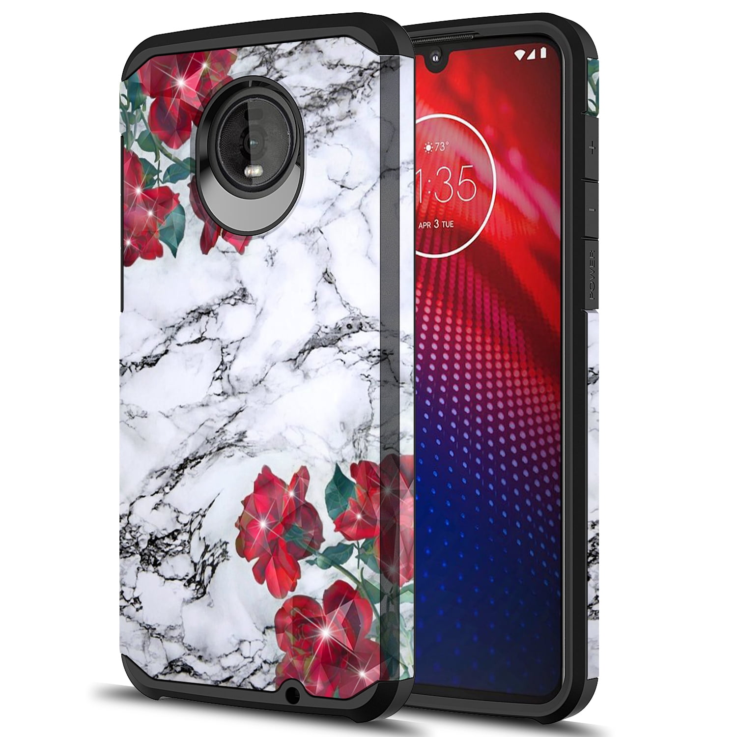 Kaesar Moto Z4 Case, Slim Hybrid Dual Layer Shockproof Hard Cover, Rose ...