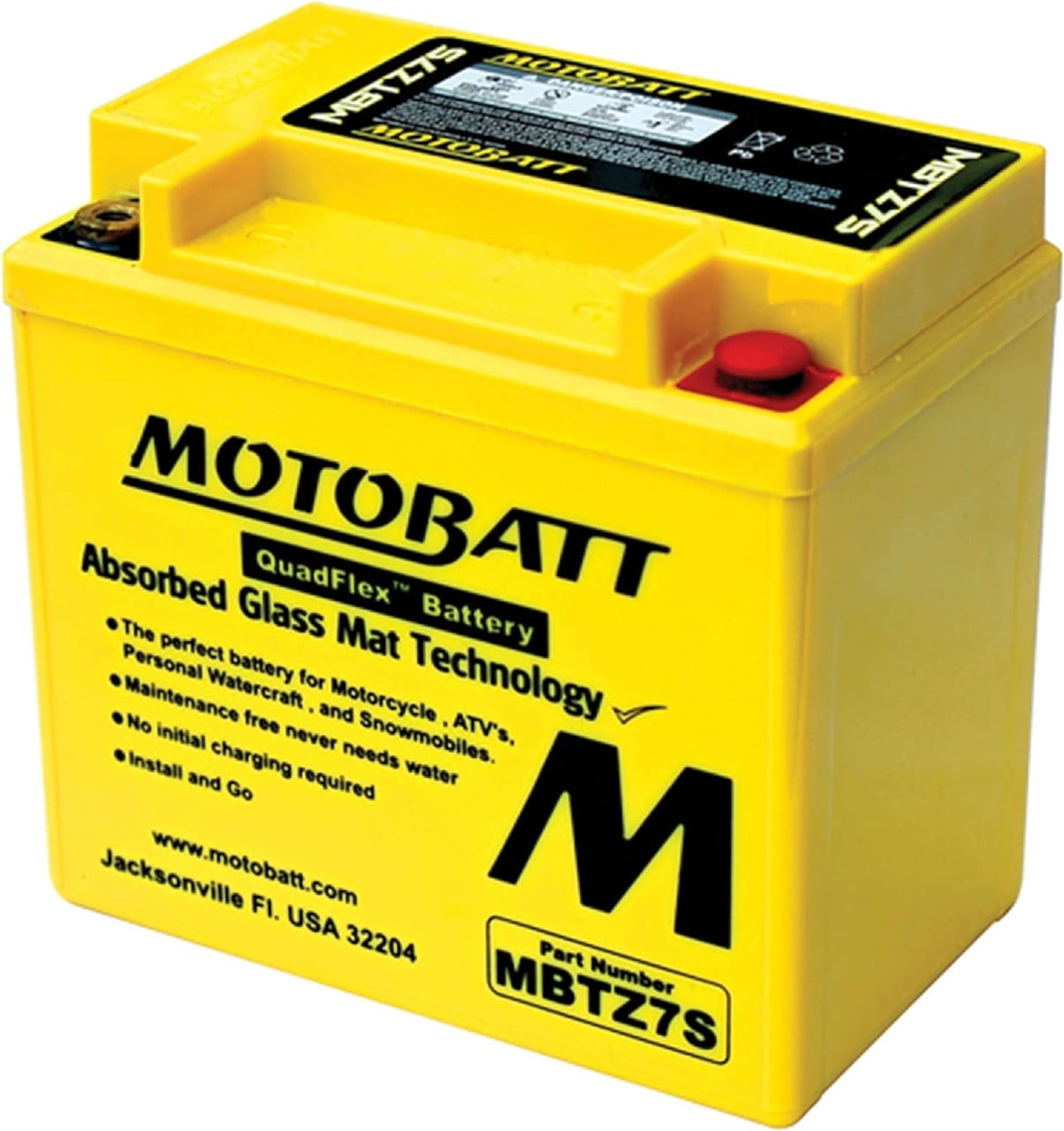 MotoBatt MBTZ7S 6.5Ah 130 CCA AGM Powersports Battery replaces YTX5L ...