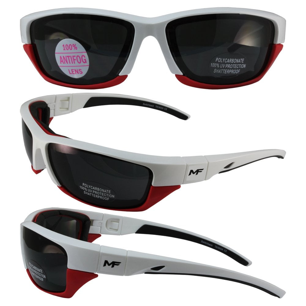 MotoFrames Swithback Padded Motocycle Riding Sunglasses/Goggles White ...