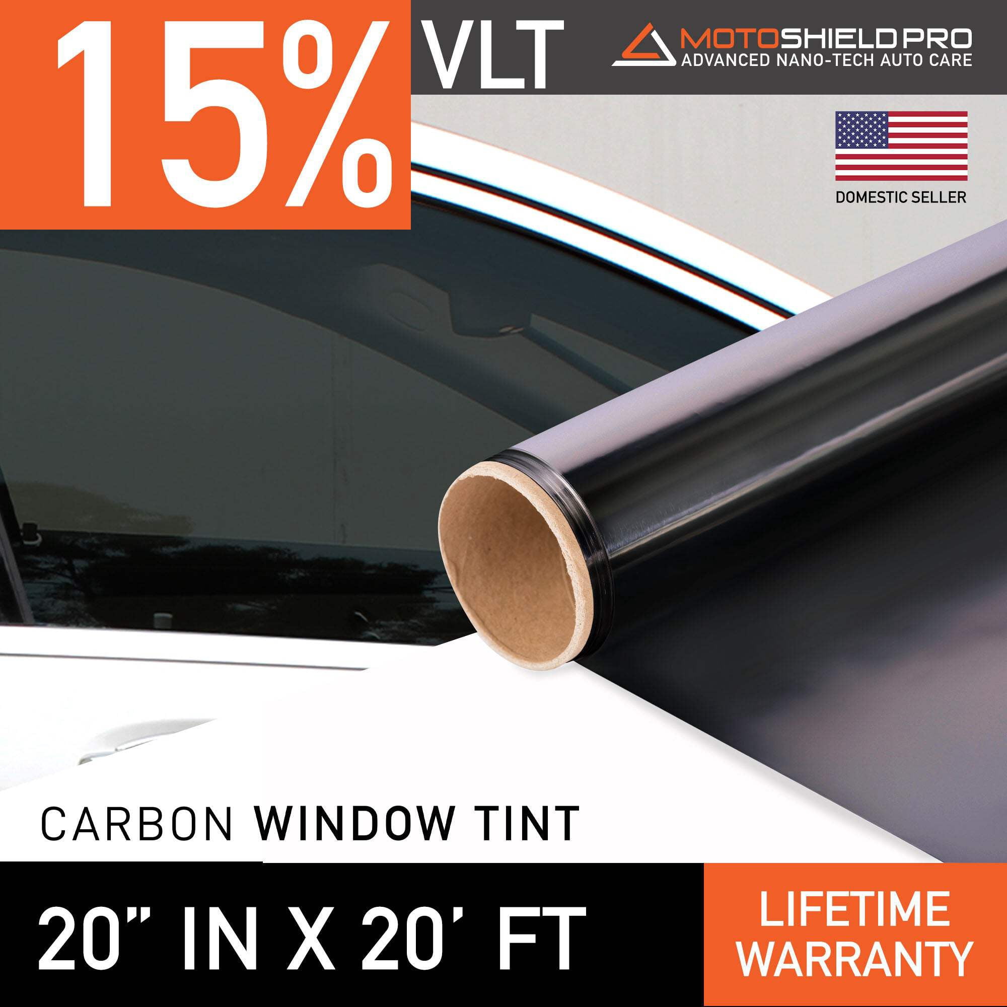 MotoShield Pro Carbon Window Tint - 20" in x 20' ft Roll + Lifetime ...