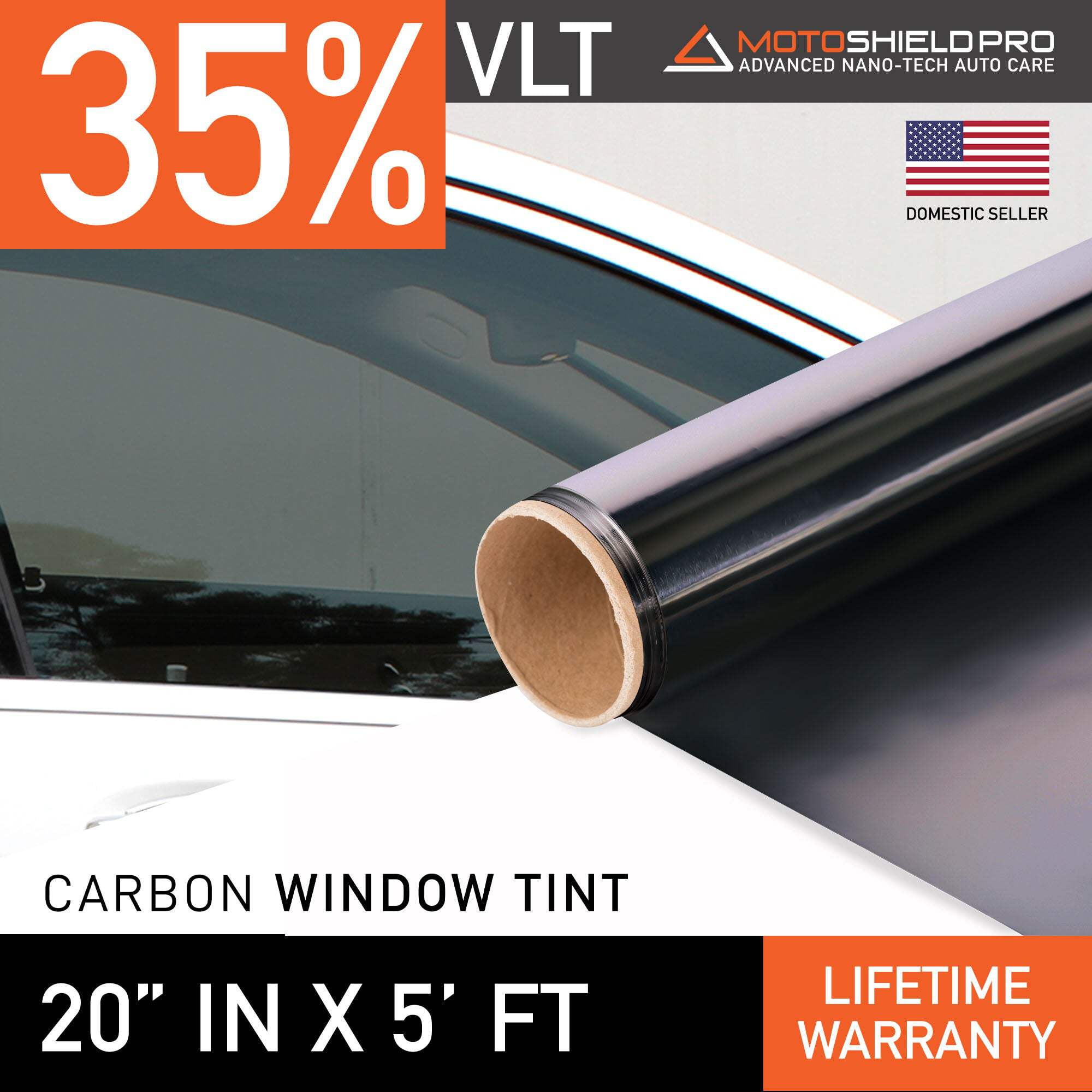 MotoShield Pro Carbon Window Tint - 20" in x 5' ft Roll + Lifetime ...