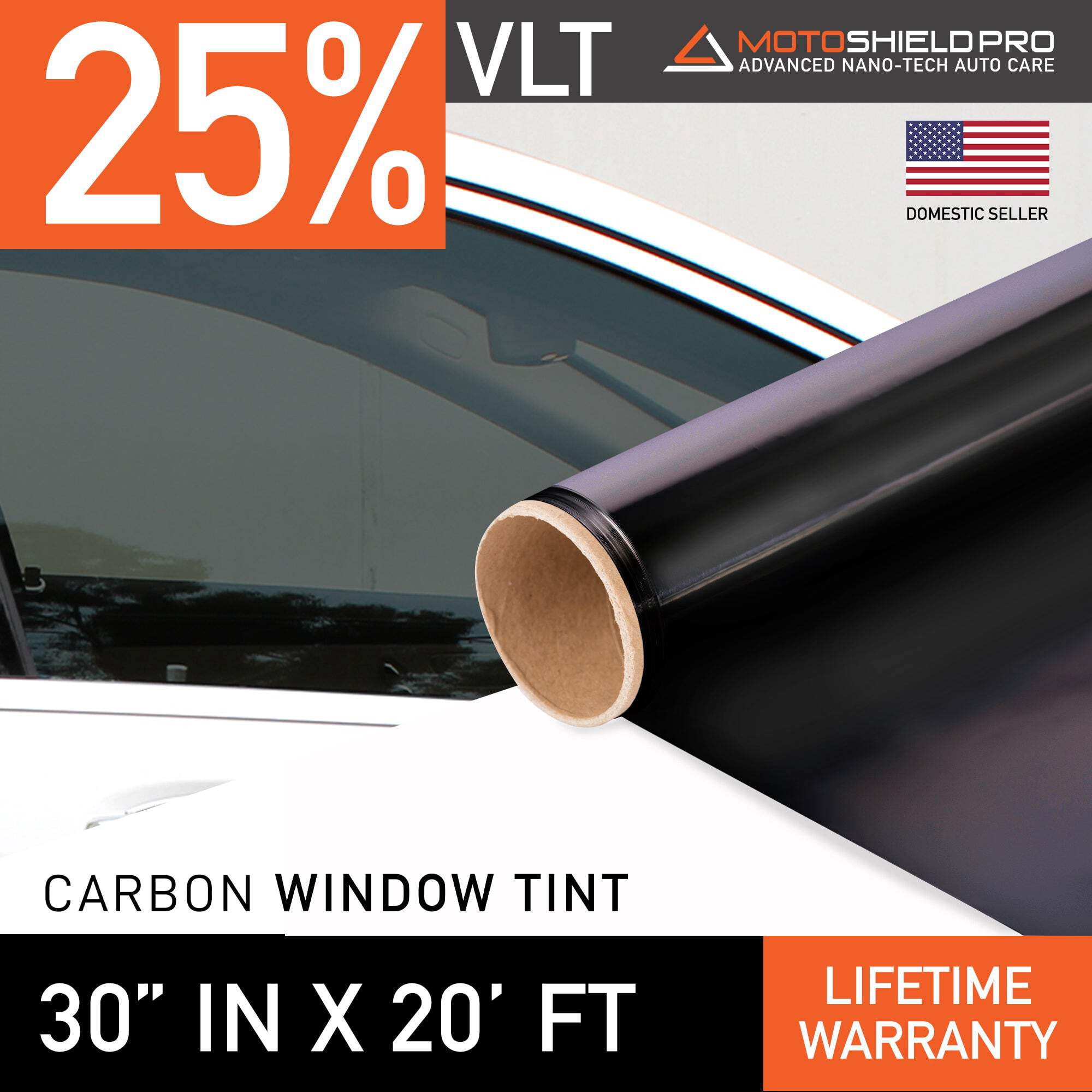 MotoShield Pro Carbon Window Tint - 30" in x 20' ft Roll + Lifetime ...