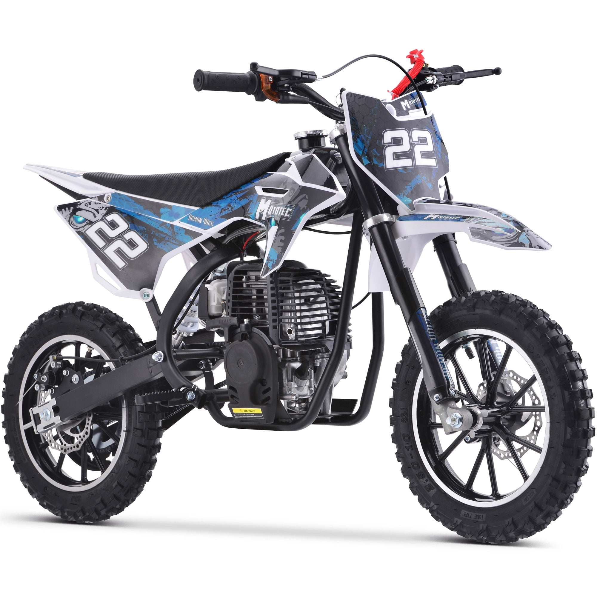 MotoTec 40cc Demon Kids Gas Dirt Bike 4-Stroke Motorcycle Pit Bike Blue ...