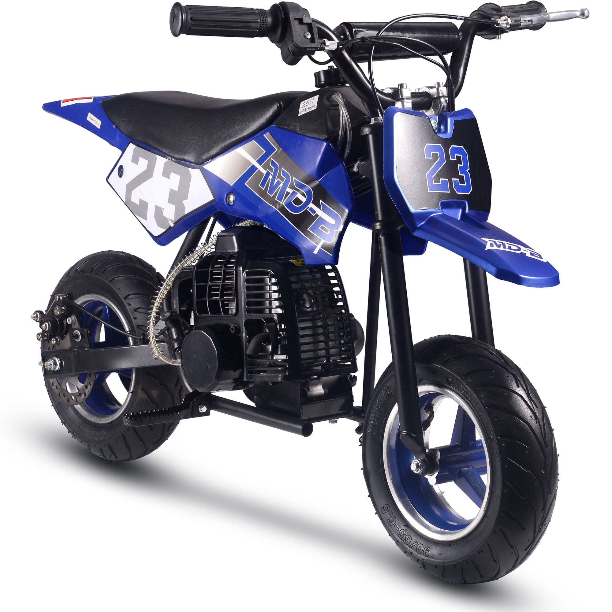 MotoTec Mini Gasoline 50cc 2-Stroke Kids Supermoto Dirt Bike, Blue ...