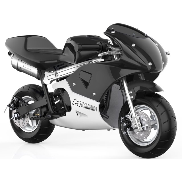 MotoTec Phantom 49cc Gas Powered Mini Motorcycle - Adult & Youth 2-Stroke Pocket Bike in Black ...