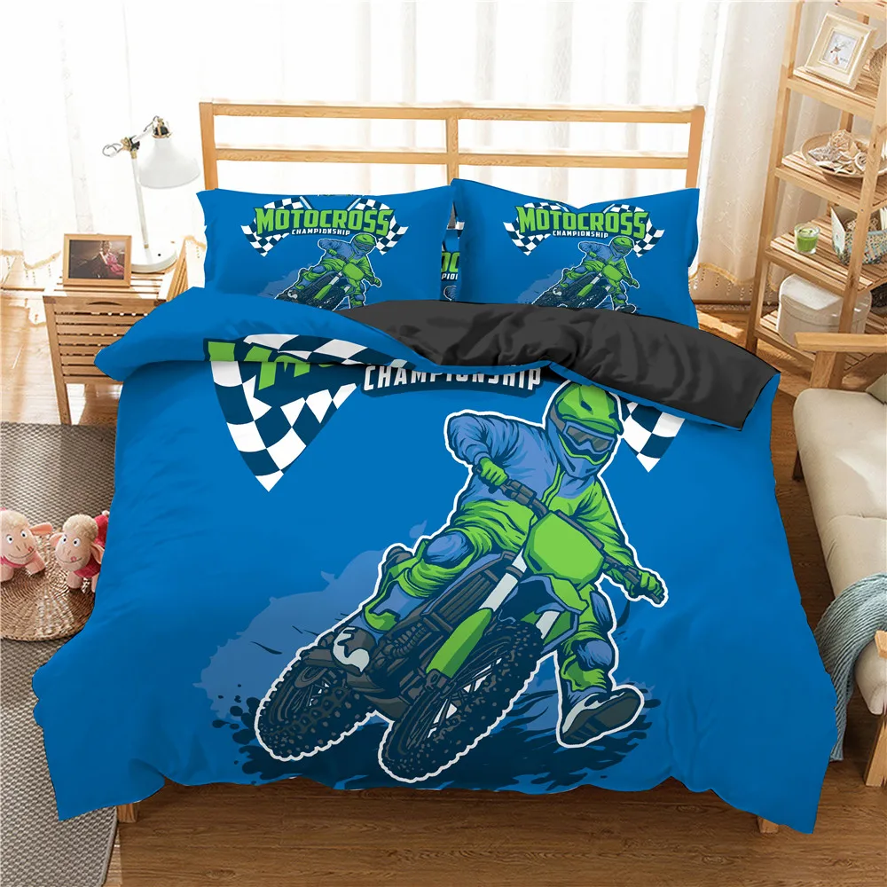 Motocross Bedding Set for Boys Adults M Off-road Race Motorcycle Duvet ...