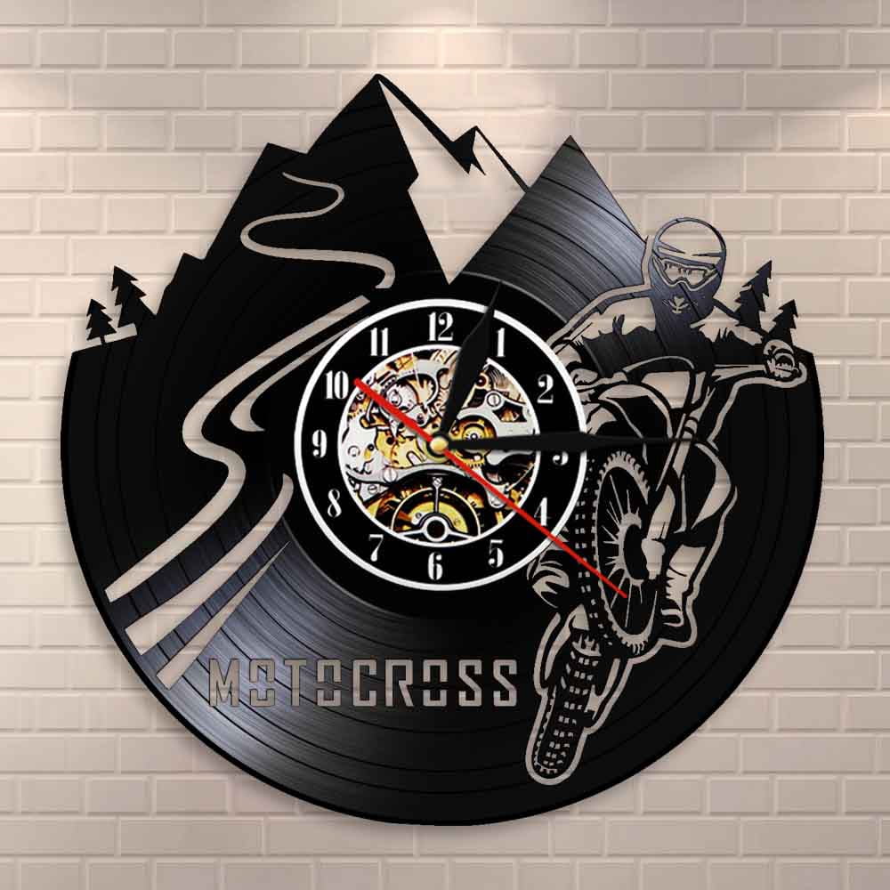 Motocross Bike Wall Clock Boy Room Home Decor Dirt Bike Vinyl Record ...