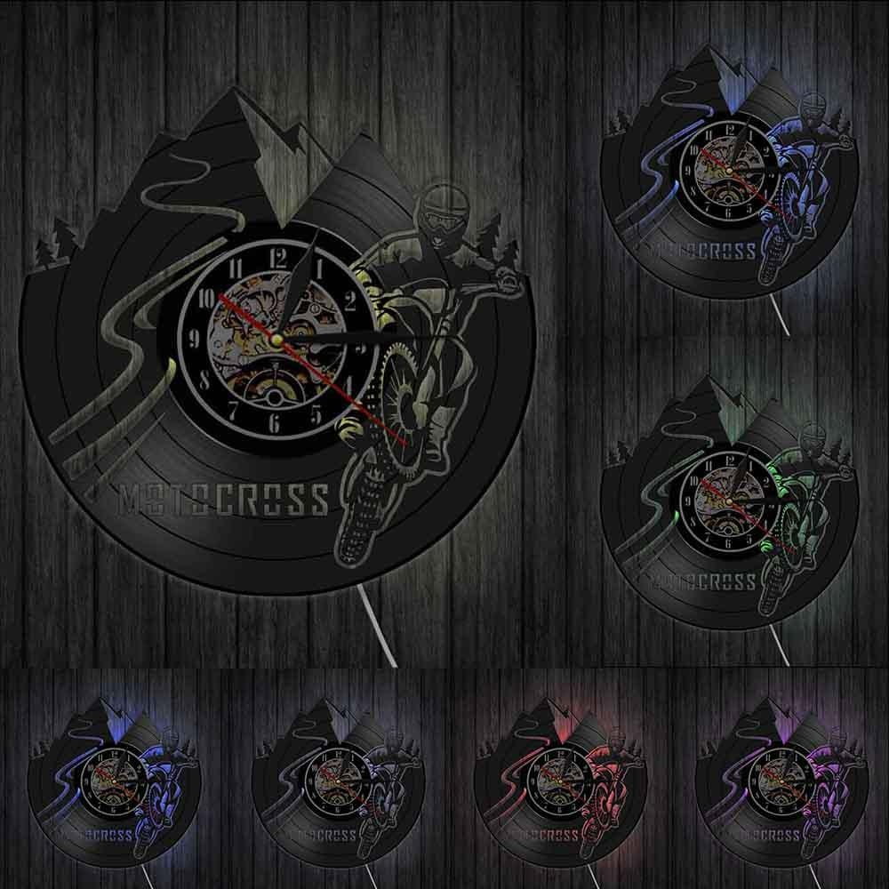 Motocross Bike Wall Clock Boy Room Home Decor Dirt Bike Vinyl Record ...