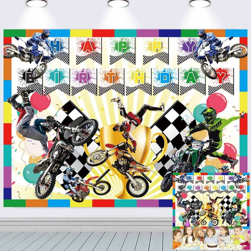 Motocross Birds Backdrop Banner Party Supplies Poster Movie Theme ...