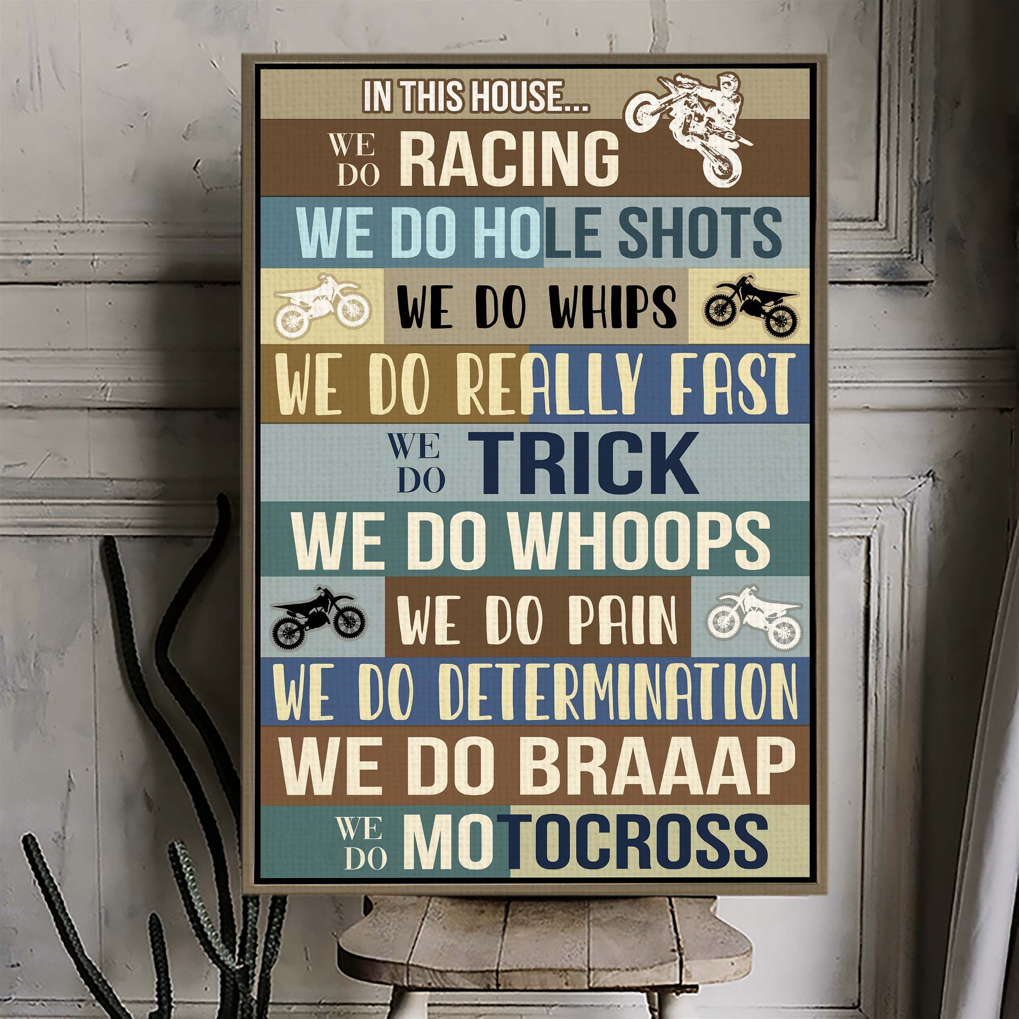 Motocross Canvas Wall Art – “In This House We Do Racing” Quote Print ...