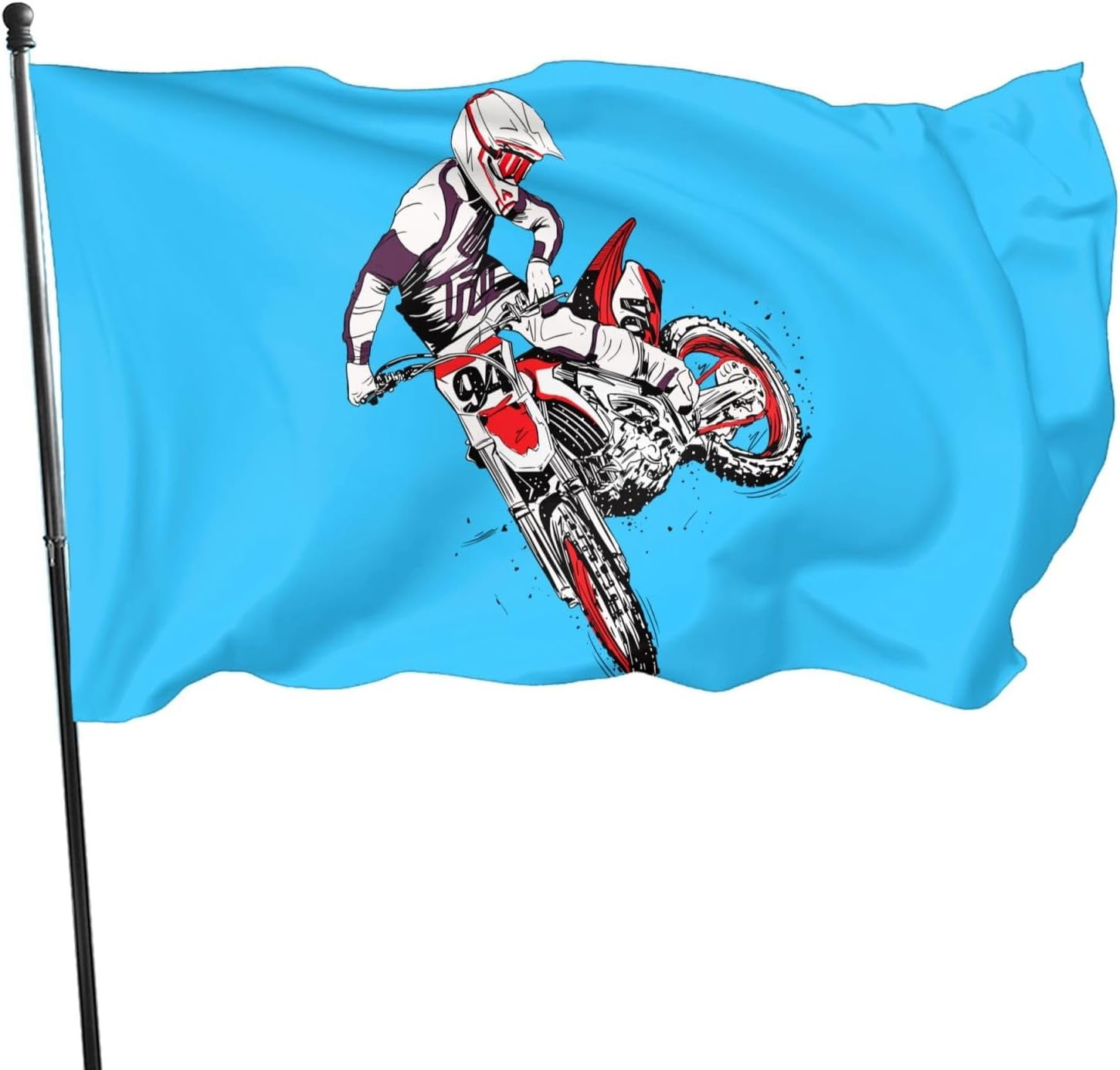 Motocross Dirt Bike Flag Outdoor Indoor Garage With Grommets Dormitory ...