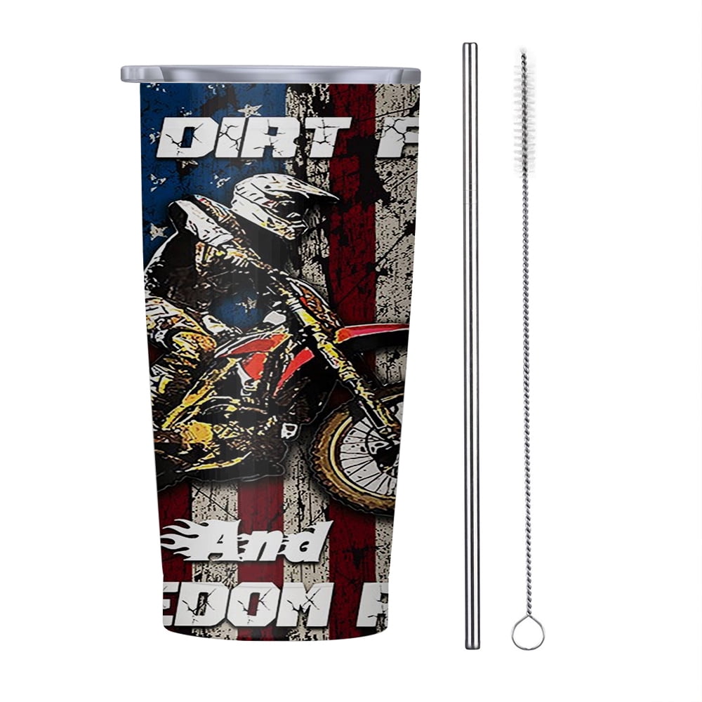 Motocross Let Dirt Fly And Freedom Ring 20oz Tumbler, Insulated ...