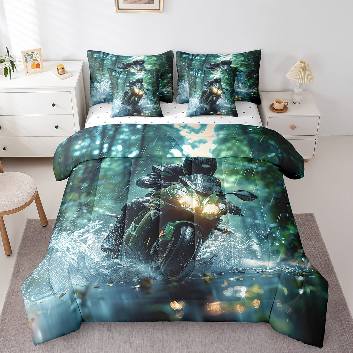 Motocross Motorcycle Full Bedding Sets 7-Piece Dirt Bike Bedding ...