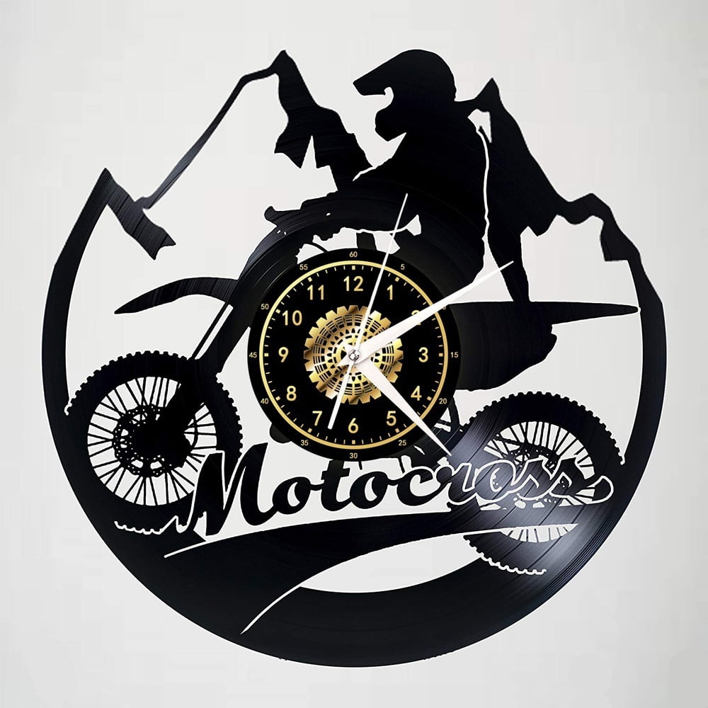 Motocross Motorcycle lovers Vintage Black Vinyl Record Wall Clock Wall ...