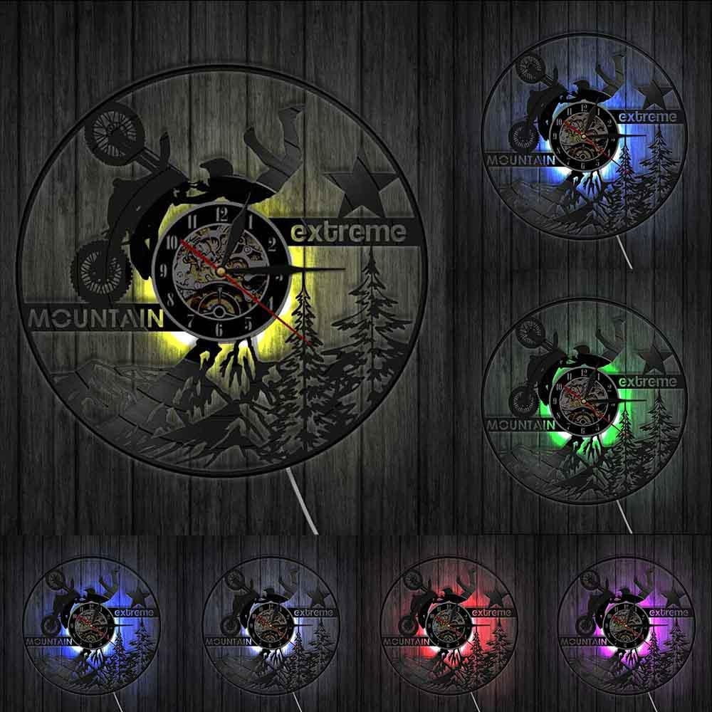 Motocross Mountain Bike Wall Clock Extreme Motorcycles Motorbike Vinyl ...
