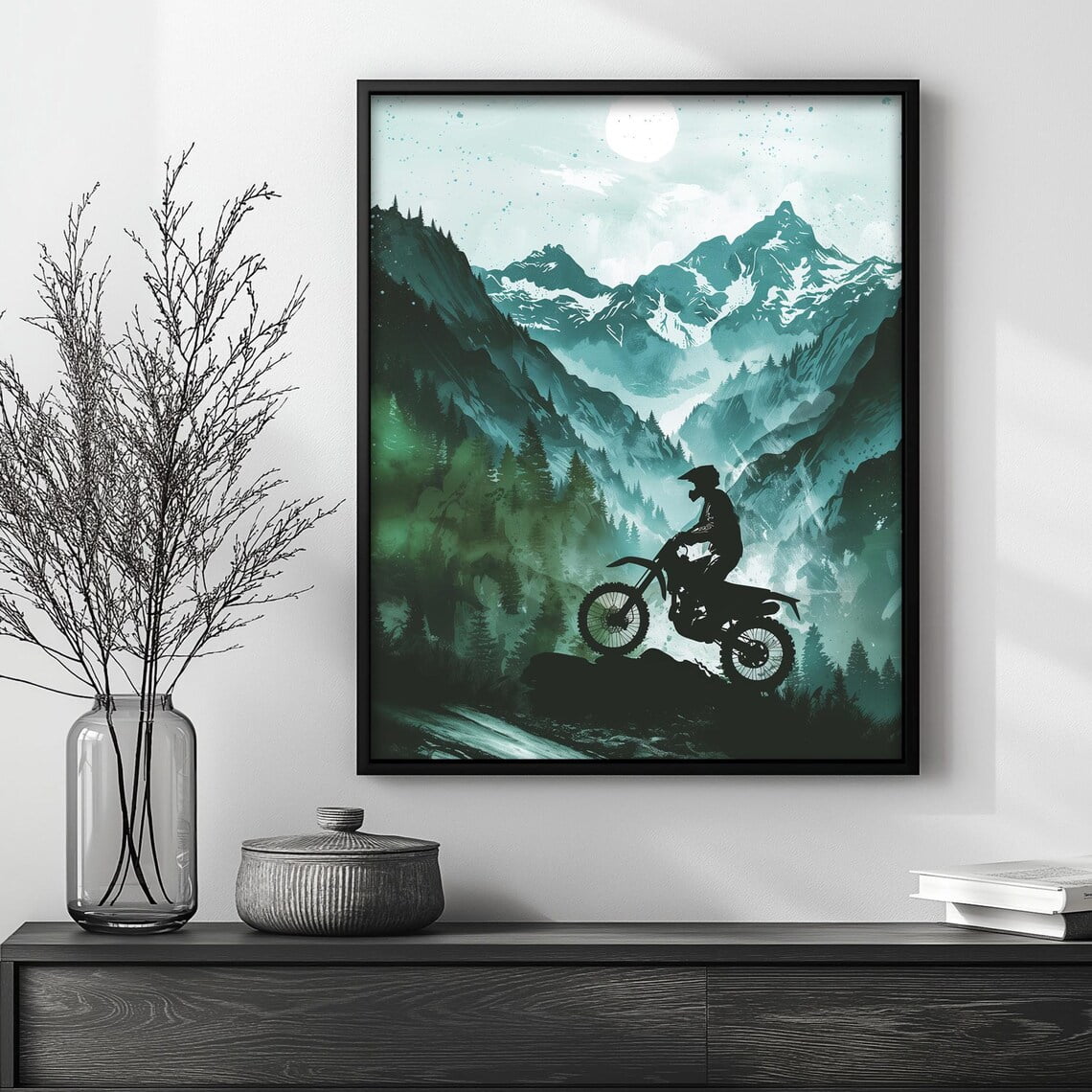 Motocross Mountain Wall Art , Off-Road Biker Poster, Adventure Sports ...