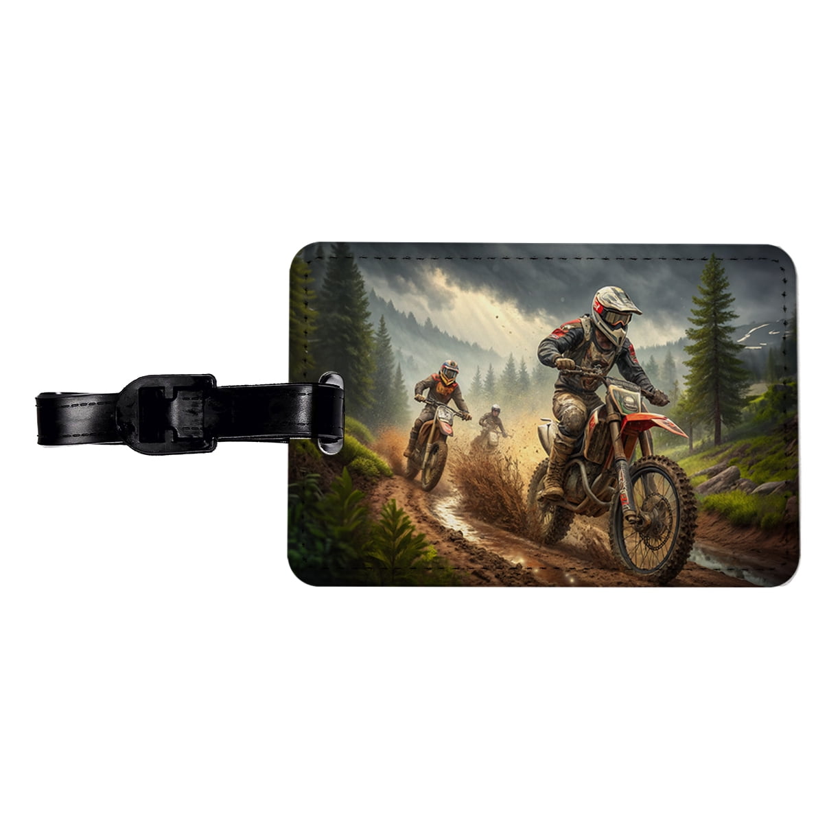 Motocross Off Road Dirt Bikes Racing Faux Leather Travel Luggage Tag ...