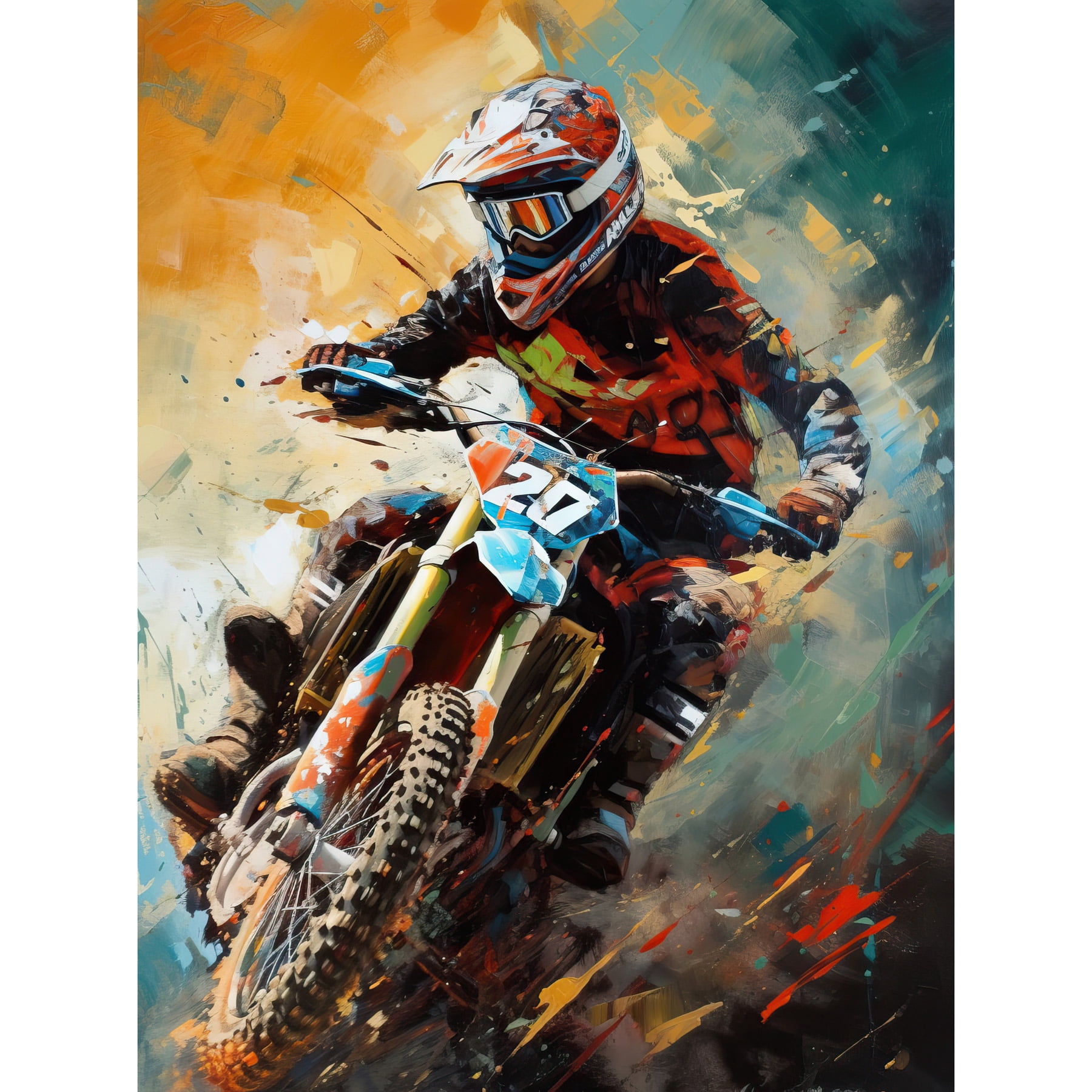 Motocross Race Driver Sport Action Shot Painting Unframed Wall Art ...