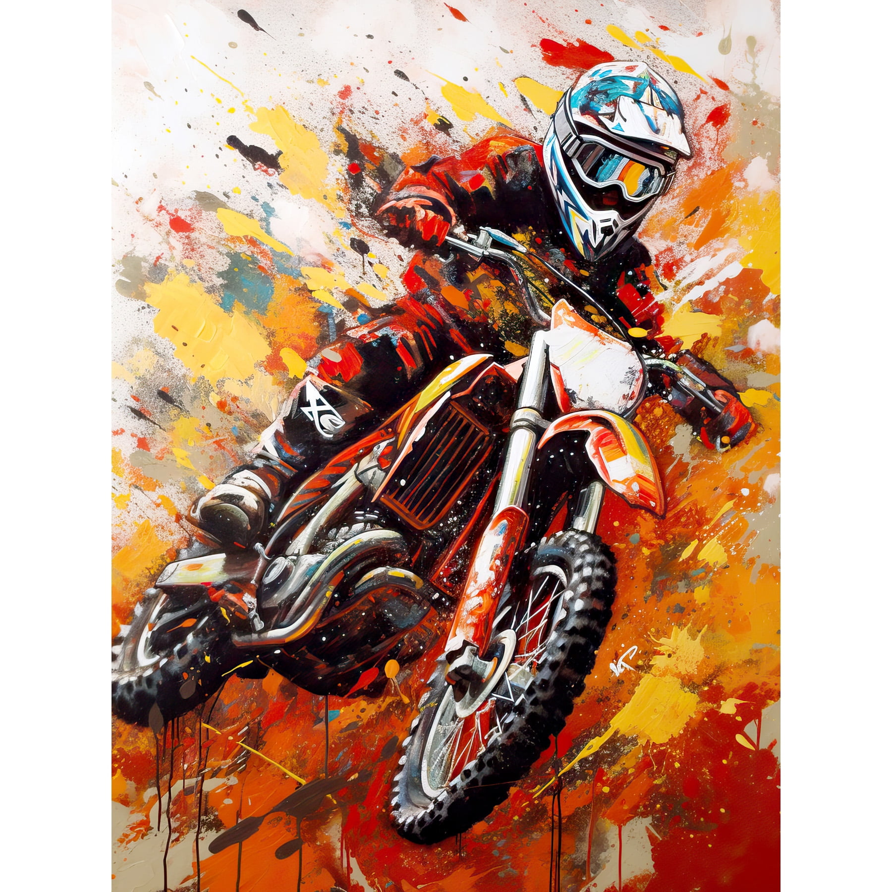 Motocross Race Motorcycle Sport Oil Painting Extra Large XL Wall Art ...