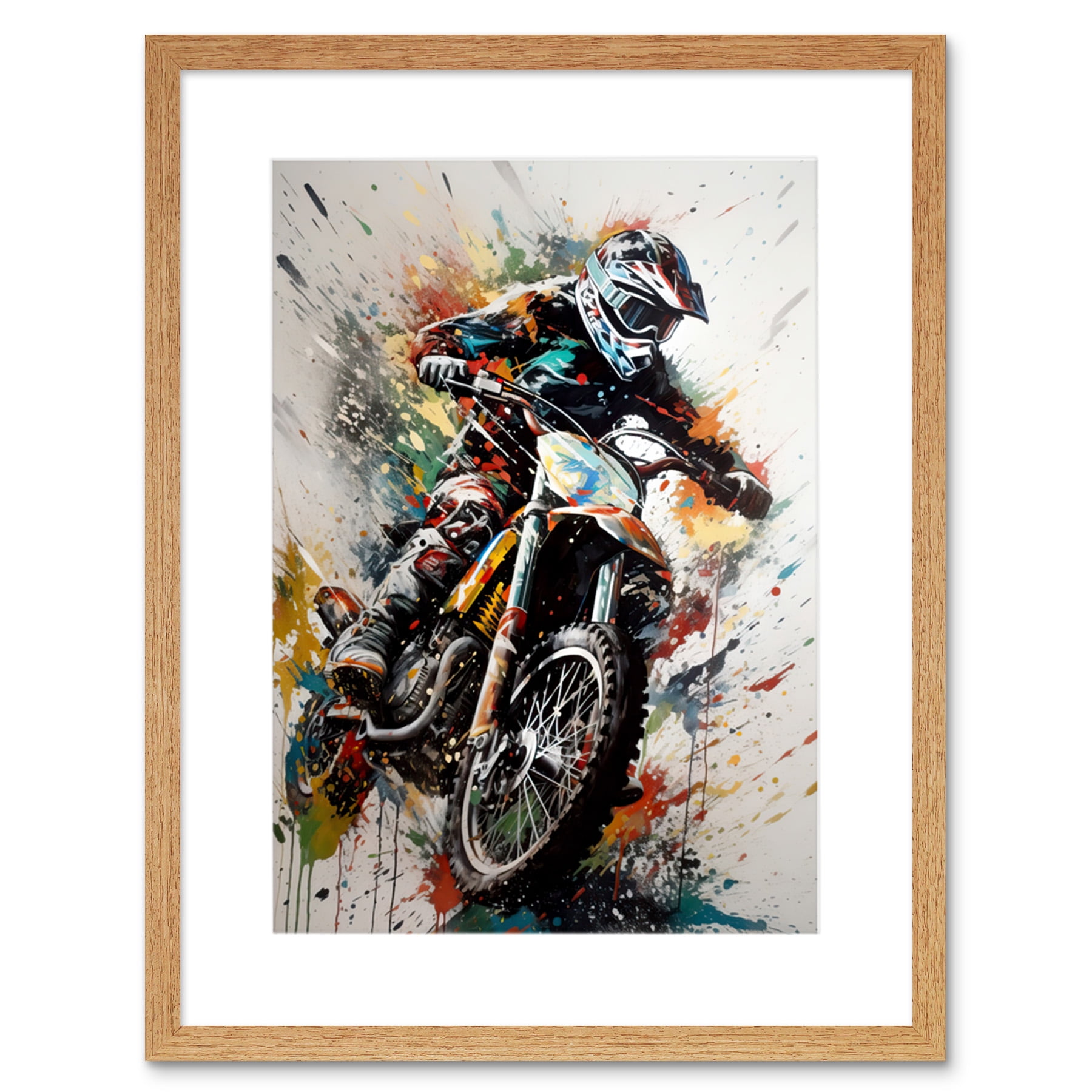 Motocross Racer Paint Splat Action Shot Portrait Artwork Framed Wall ...