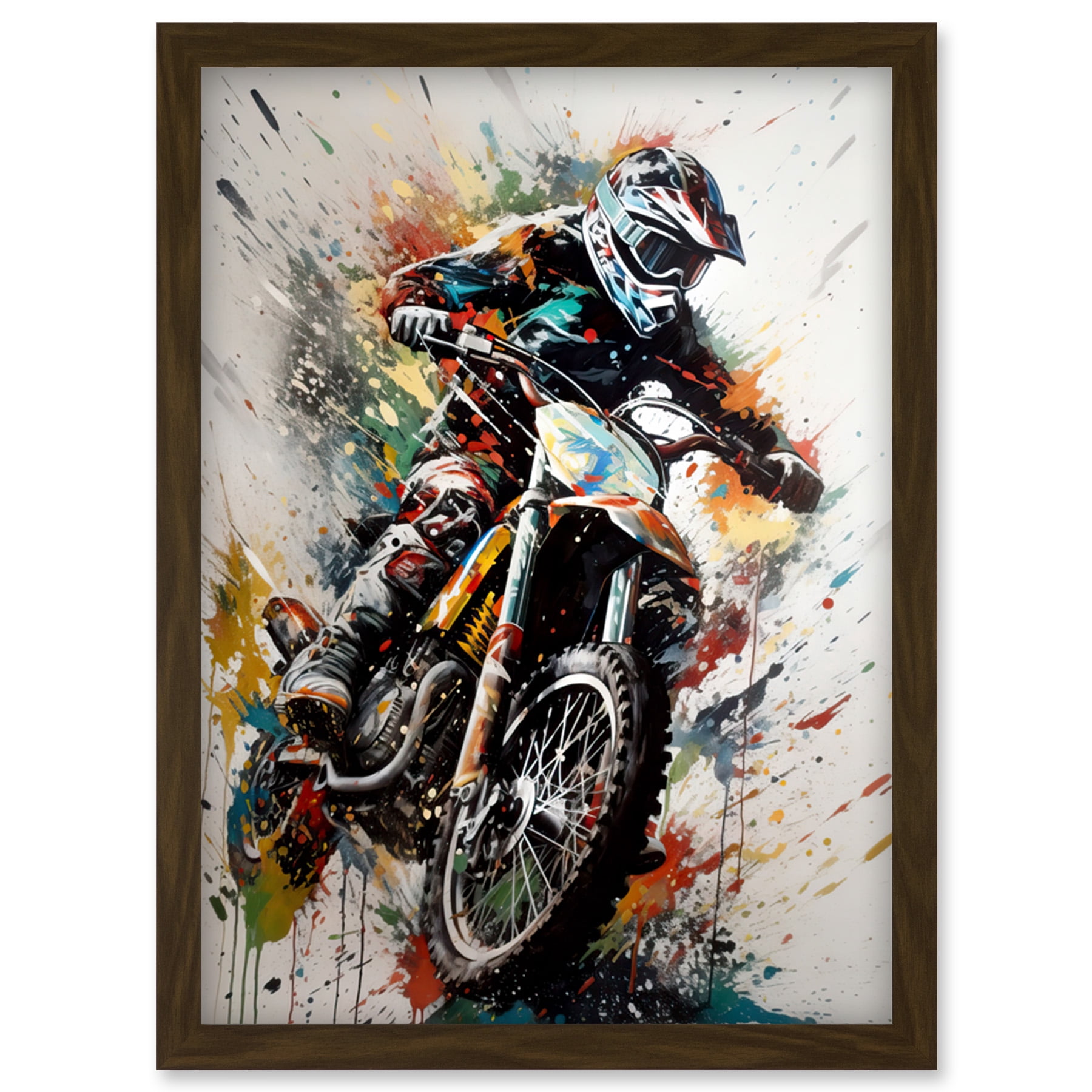 Motocross Racer Paint Splat Action Shot Portrait Artwork Framed Wall ...