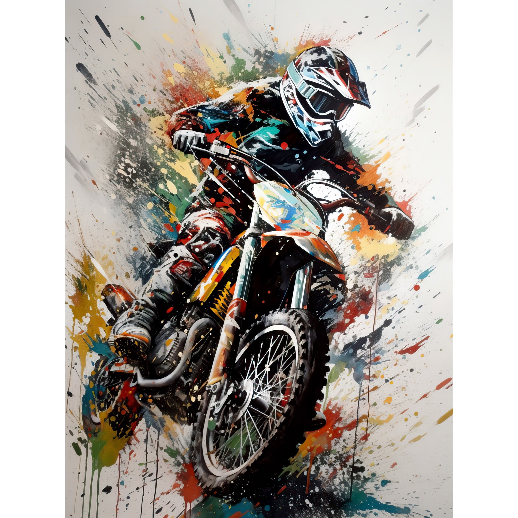 Motocross Racer Paint Splat Action Shot Portrait Extra Large XL Wall ...