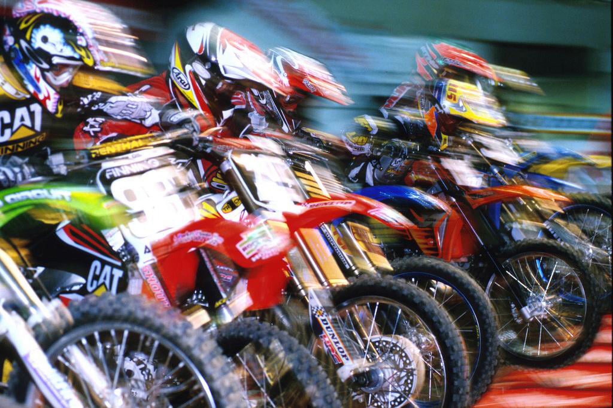 Motocross Racing Motorbikes Poster Bikes in Action Race Starting Line ...