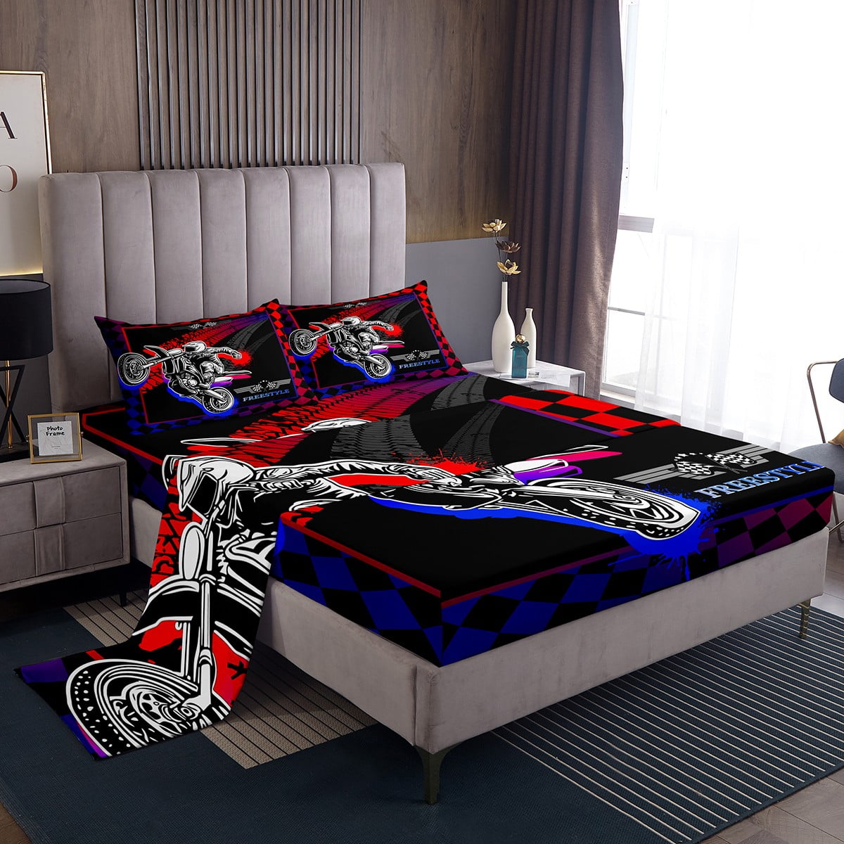 Motocross Rider Queen Bed Sheets For Boys Extreme Sports Dirt Bike Kids ...