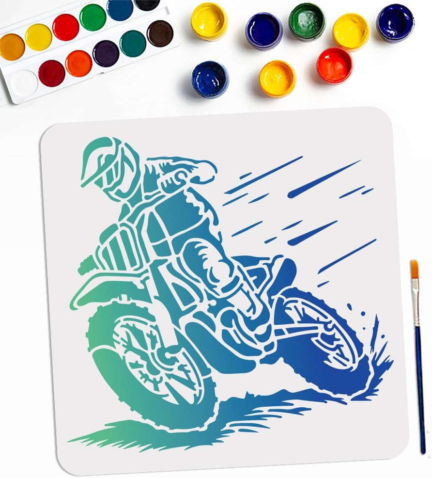 Motocross Stencils 11.8×11.8inch Large Square Motorcycle Stencil ...