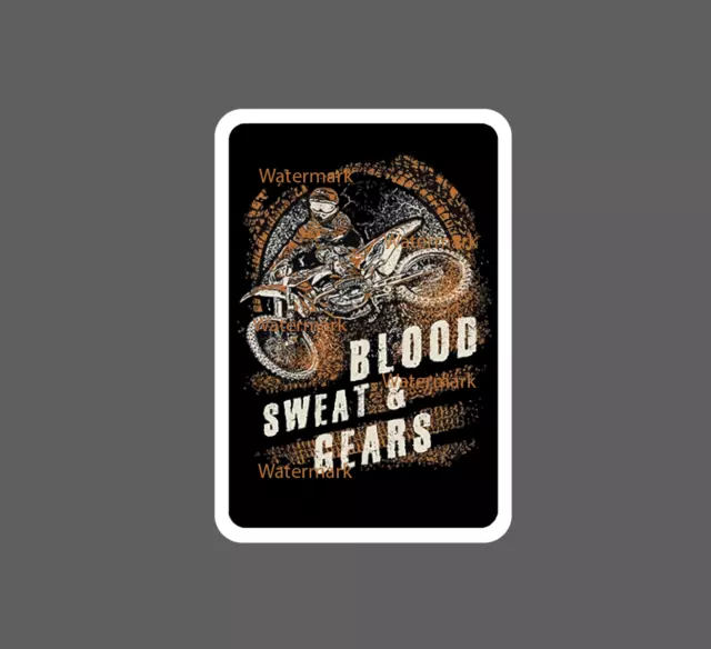 Motocross Sticker Blood Sweat Gears Sticker Phone Decal Water Bottle ...