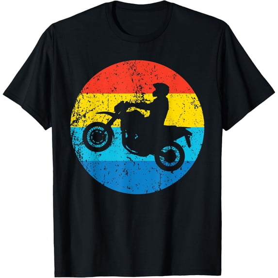 Motocross Style Motor Sports Retro 1970's Style Circle T-Shirt men and ...