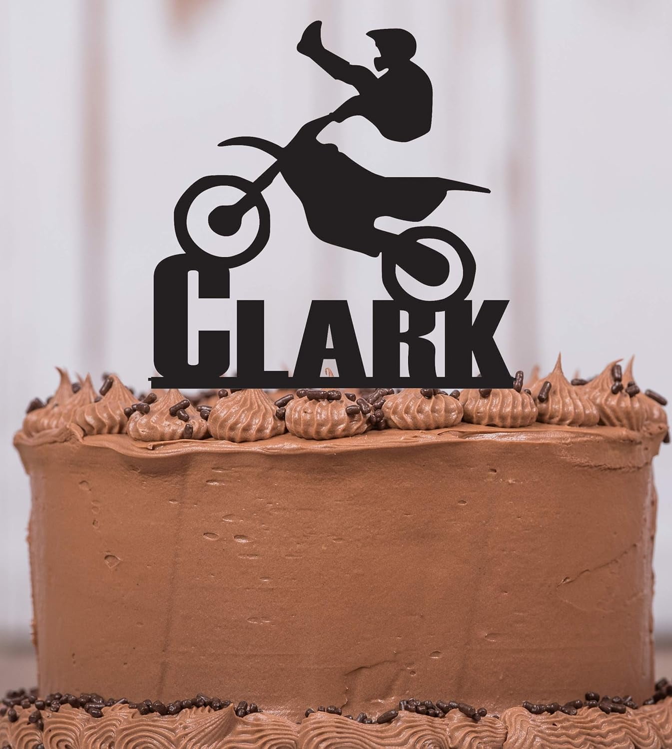 Motocross Trick Cake Topper with Keepsake Base, Any Name, Party , Cake Topper, Motor Cycle ...