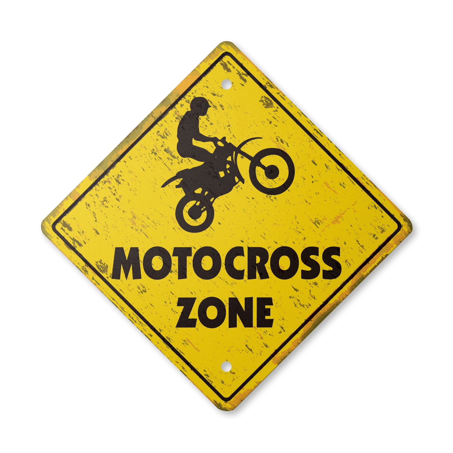Motocross Vintage Crossing Sign Zone Xing | Indoor/Outdoor Plastic | 12 ...