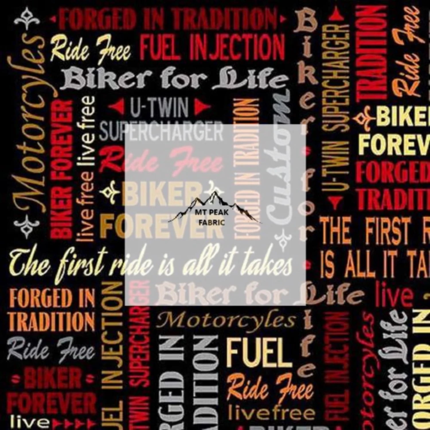 Motocross Words Cotton Fabric - Walmart.com