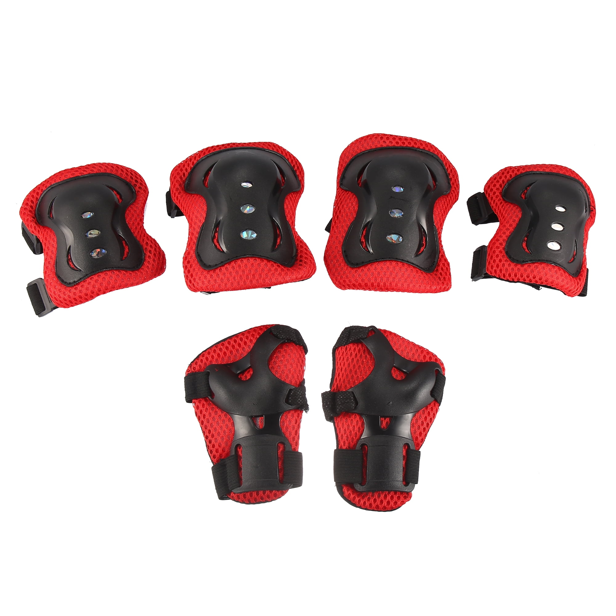 Motoforti 6pcs Cycling Wrist Support Guard Elbow Knee Pads Red Black ...