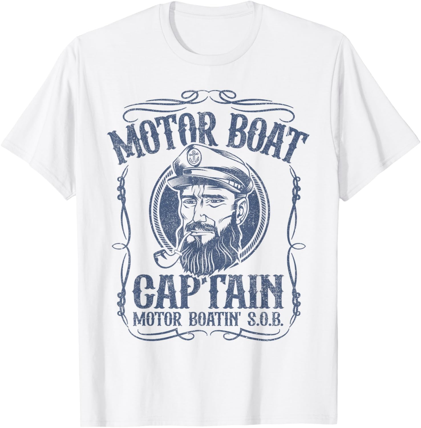 Motor Boat Captain Funny Pontoon Boating Motor Boatin Lake T-Shirt ...
