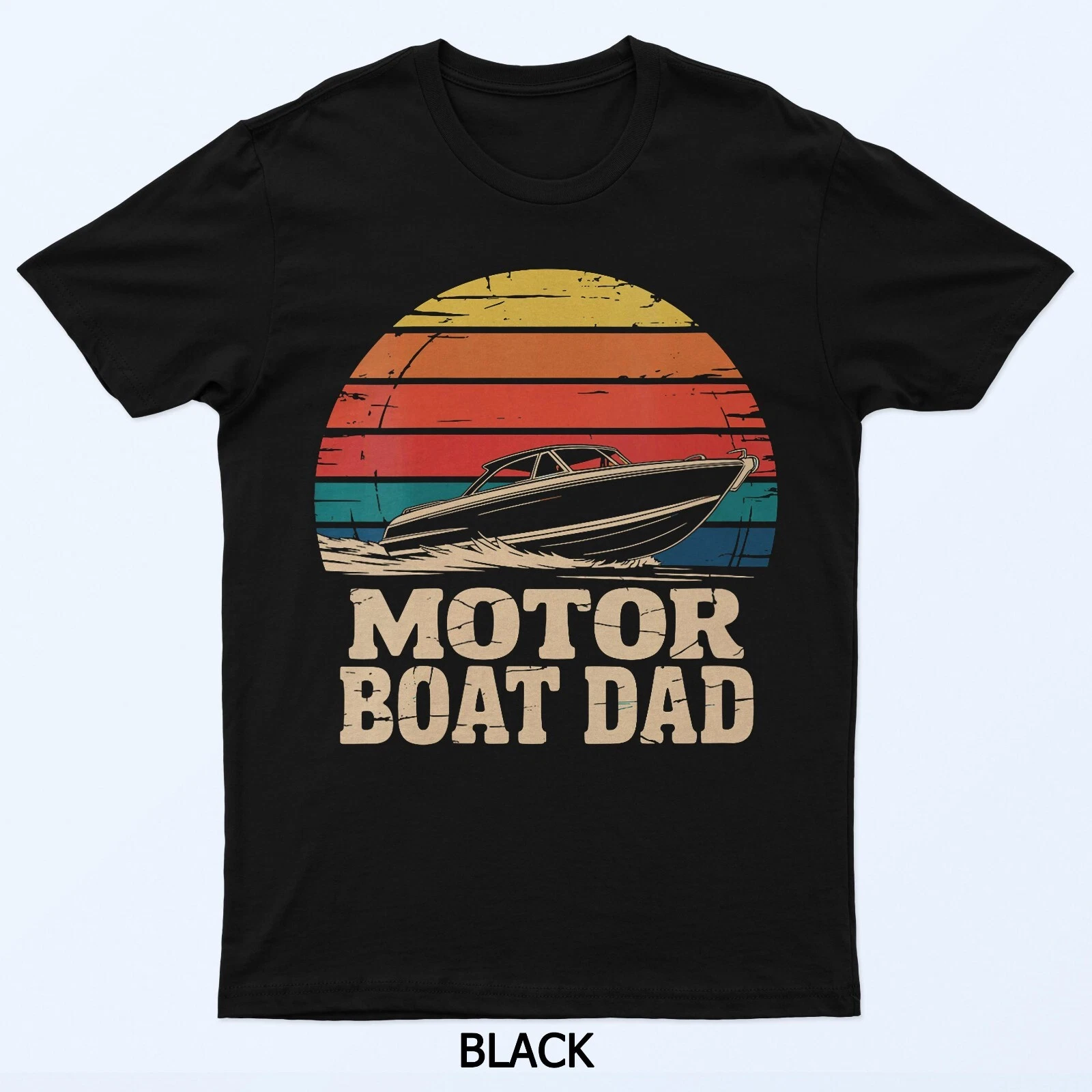 Motor Boat Dad Retro Motorboating Father's Day Men Boater T-Shirt ...