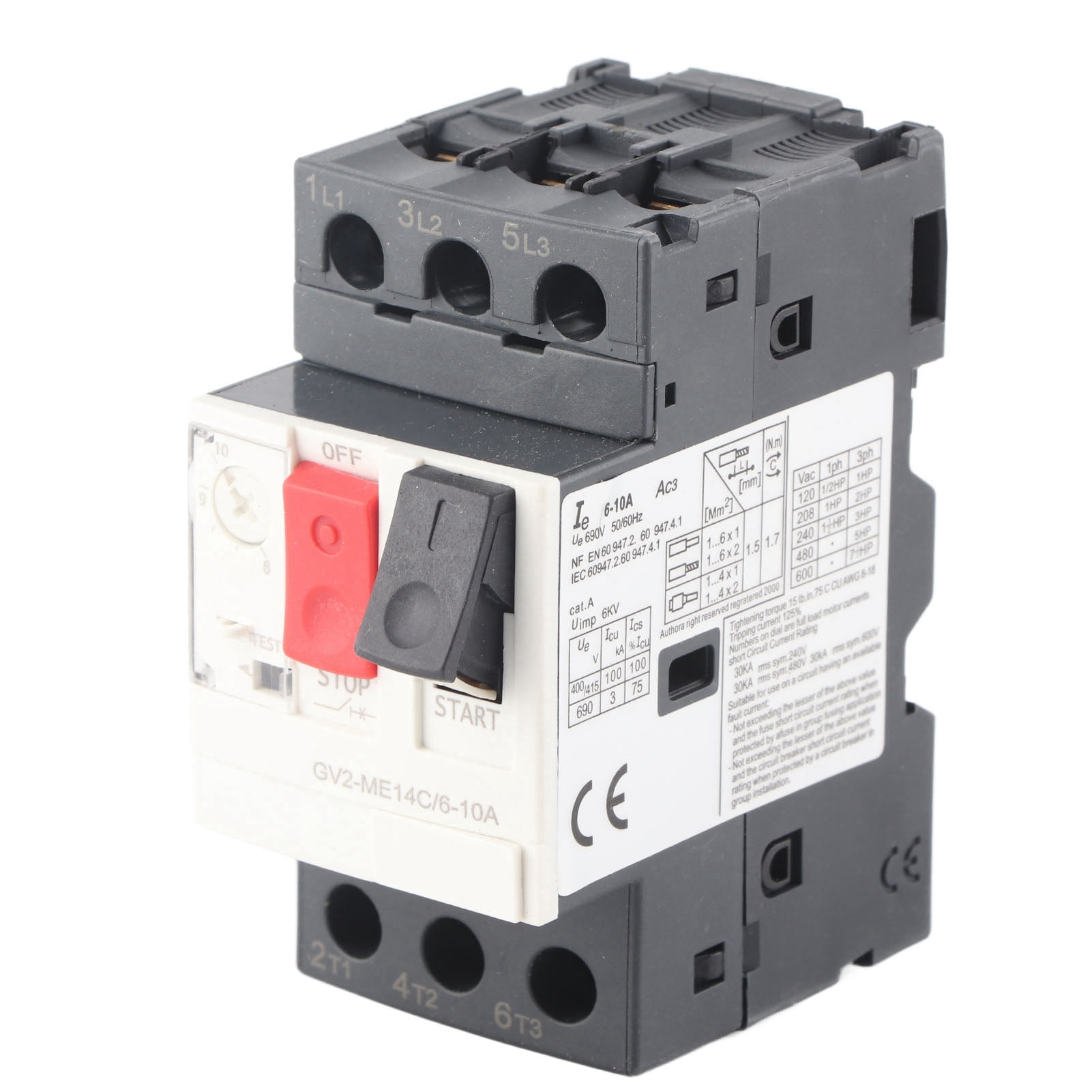 Motor Circuit Breaker Overload Short Circuit Protection 35mm Guide Rail Mounting Motor ...