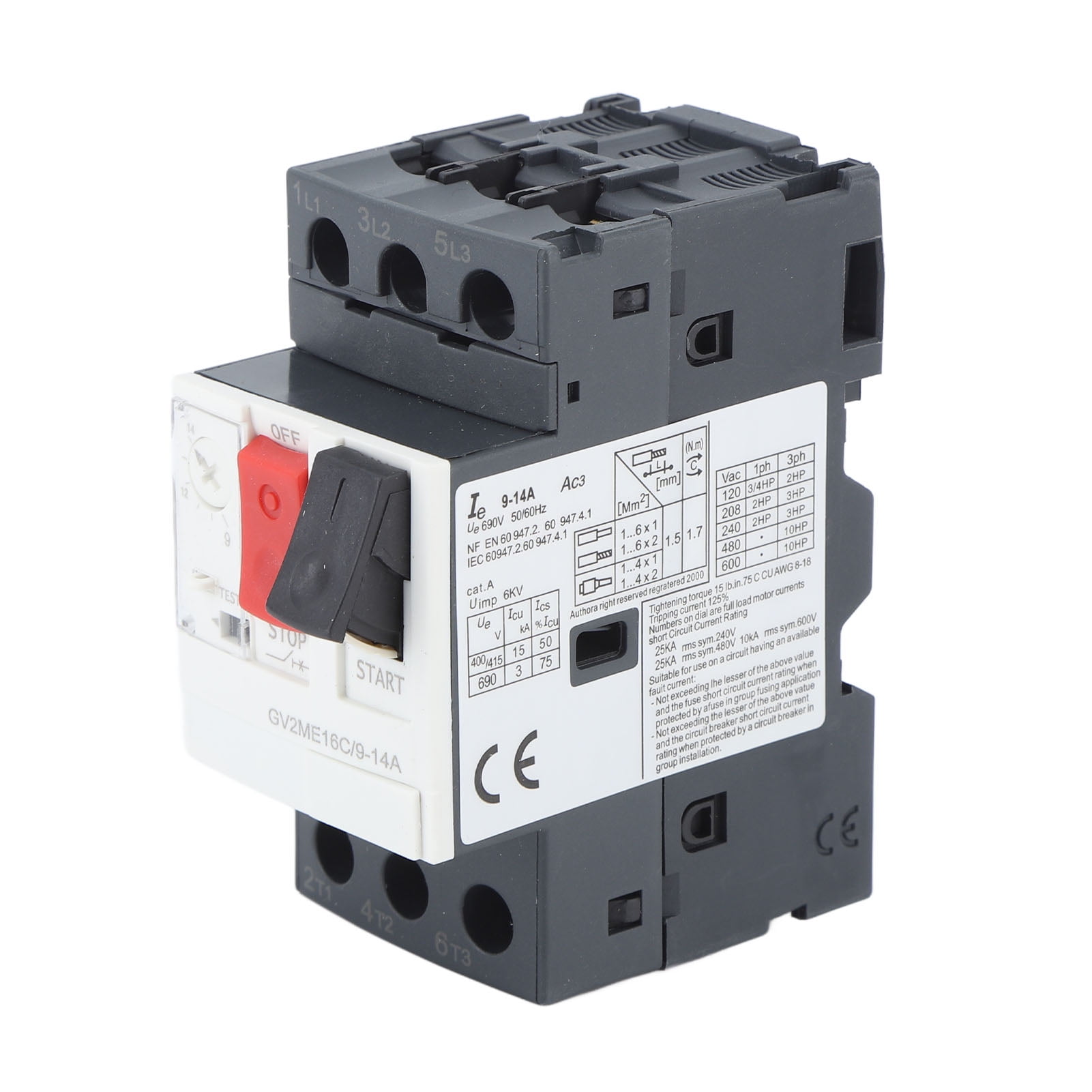 Motor Circuit Breaker Overload Short Circuit Protection 35mm Guide Rail ...