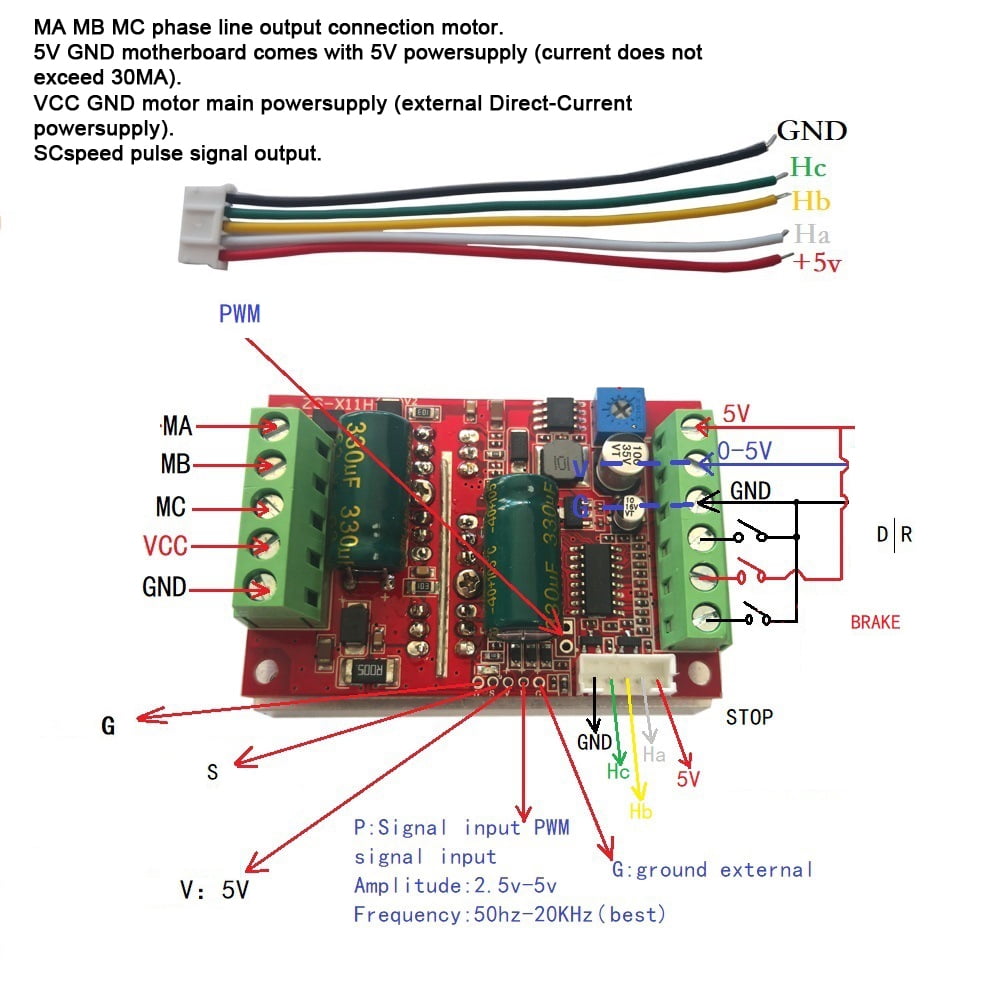 Motor Driver Board,Dc6-60v 400w Bldc Motor Driver Hall Motor Bldc T ...
