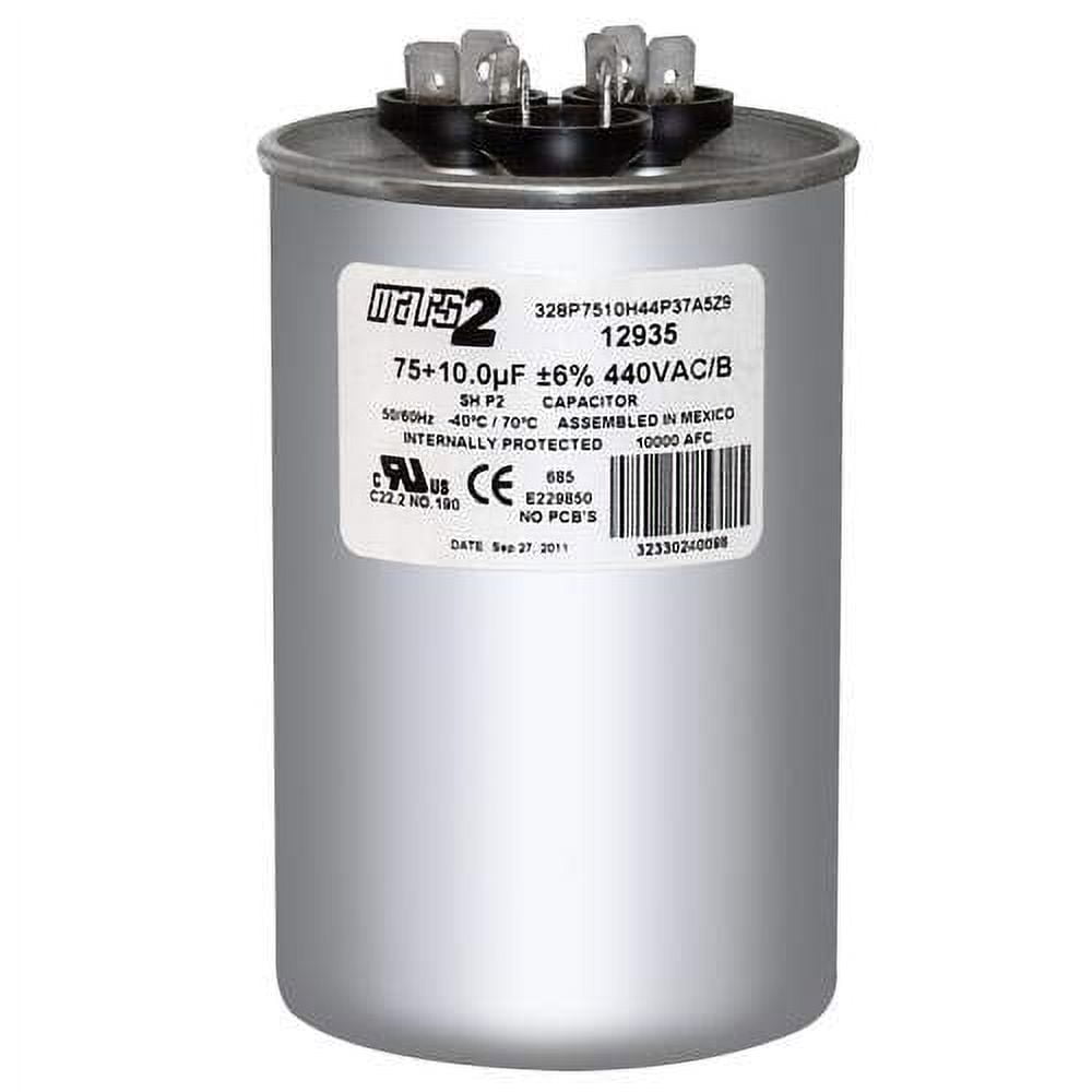 Motor Dual Run Capacitor Round 75 10 uf MFD 440 Volt VAC 12935 ...