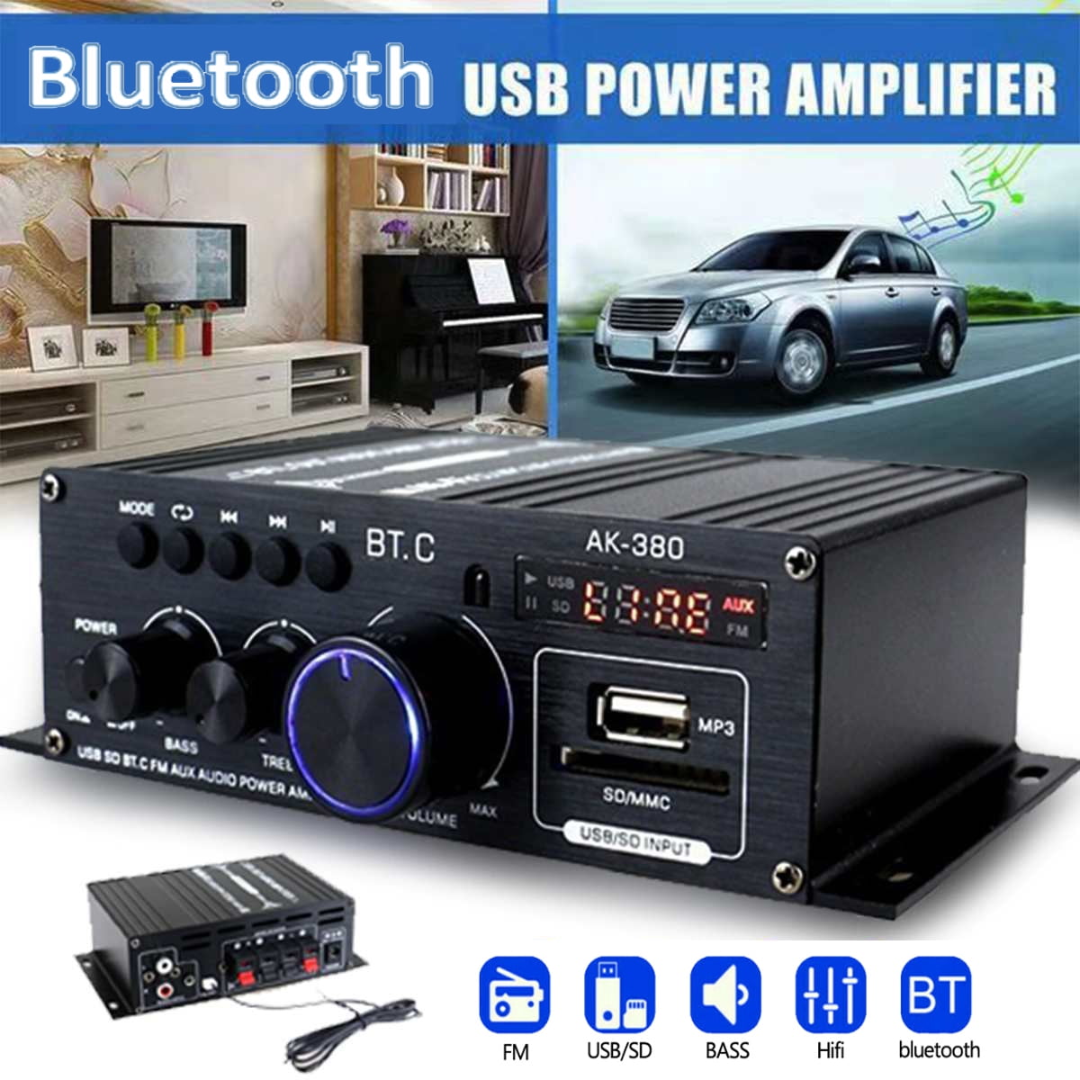 Motor Genic Bluetooth 2.0CH 400W Hi-Fi Auto Stereo 12V MP3 Car Audio ...