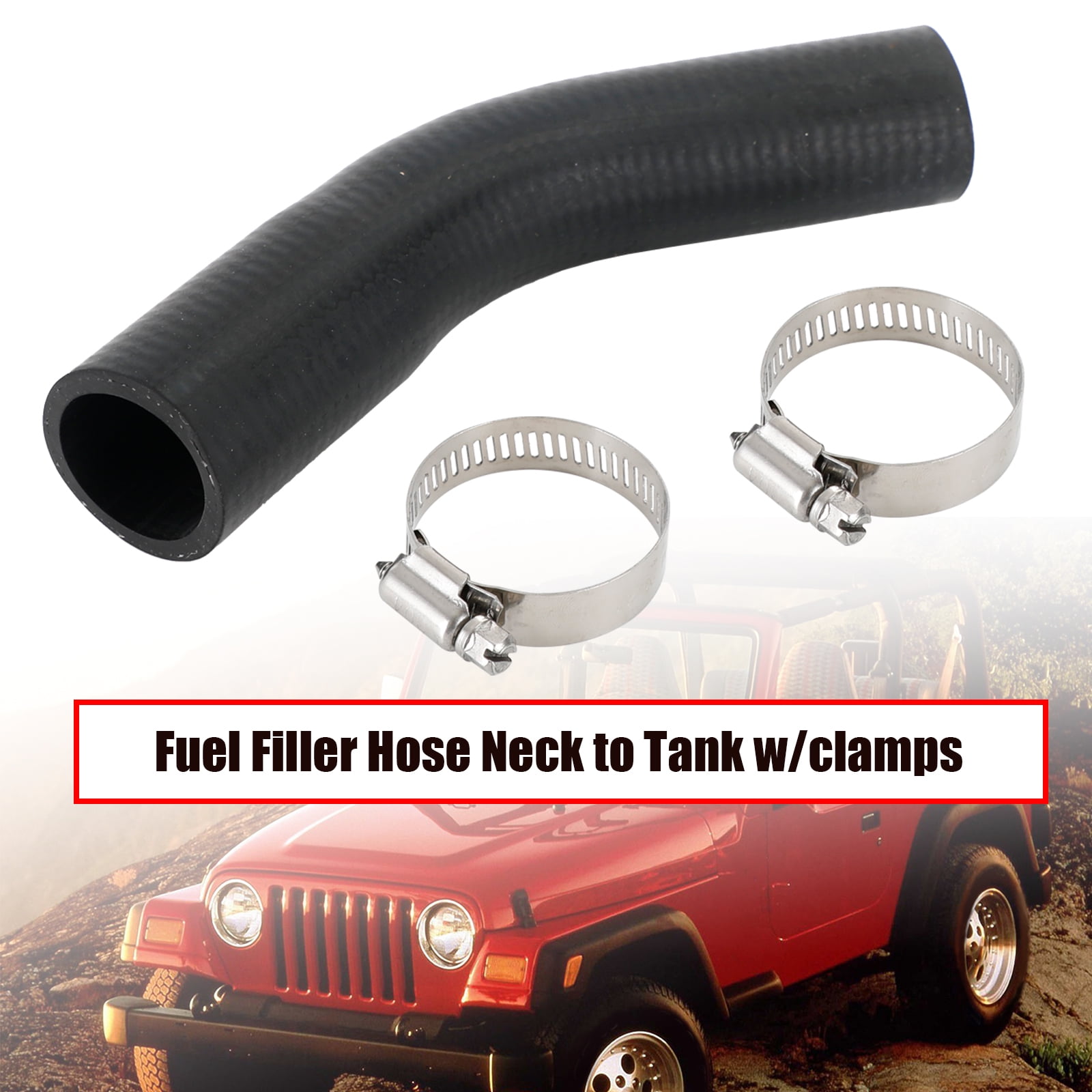 Motor Genic Fuel Filler Hose Neck to Tank W/Clamps For Jeep TJ Wrangler ...