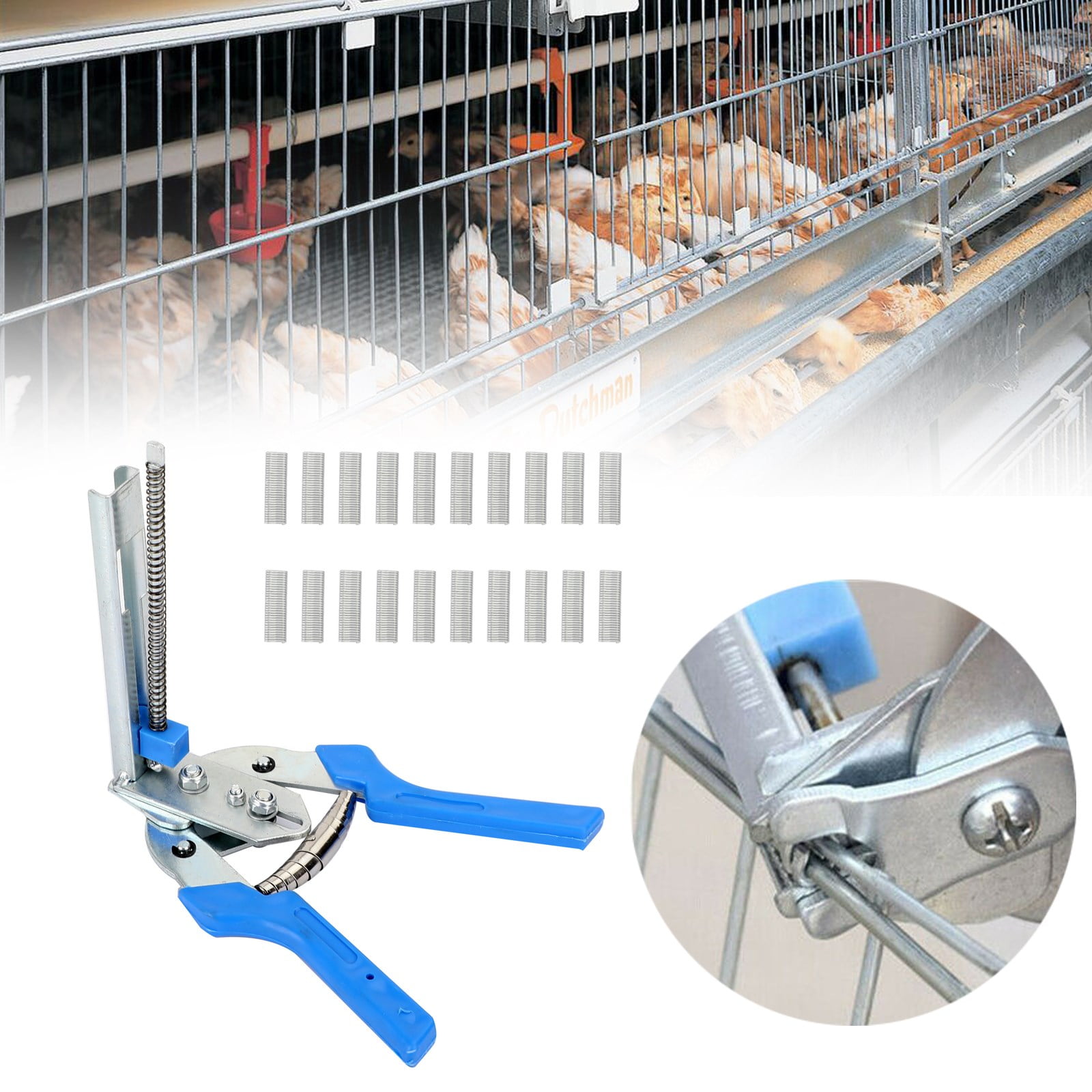 Motor Genic Hog Ring Plier & 600xM Clips Jaws Tool Staples Chicken Mesh ...