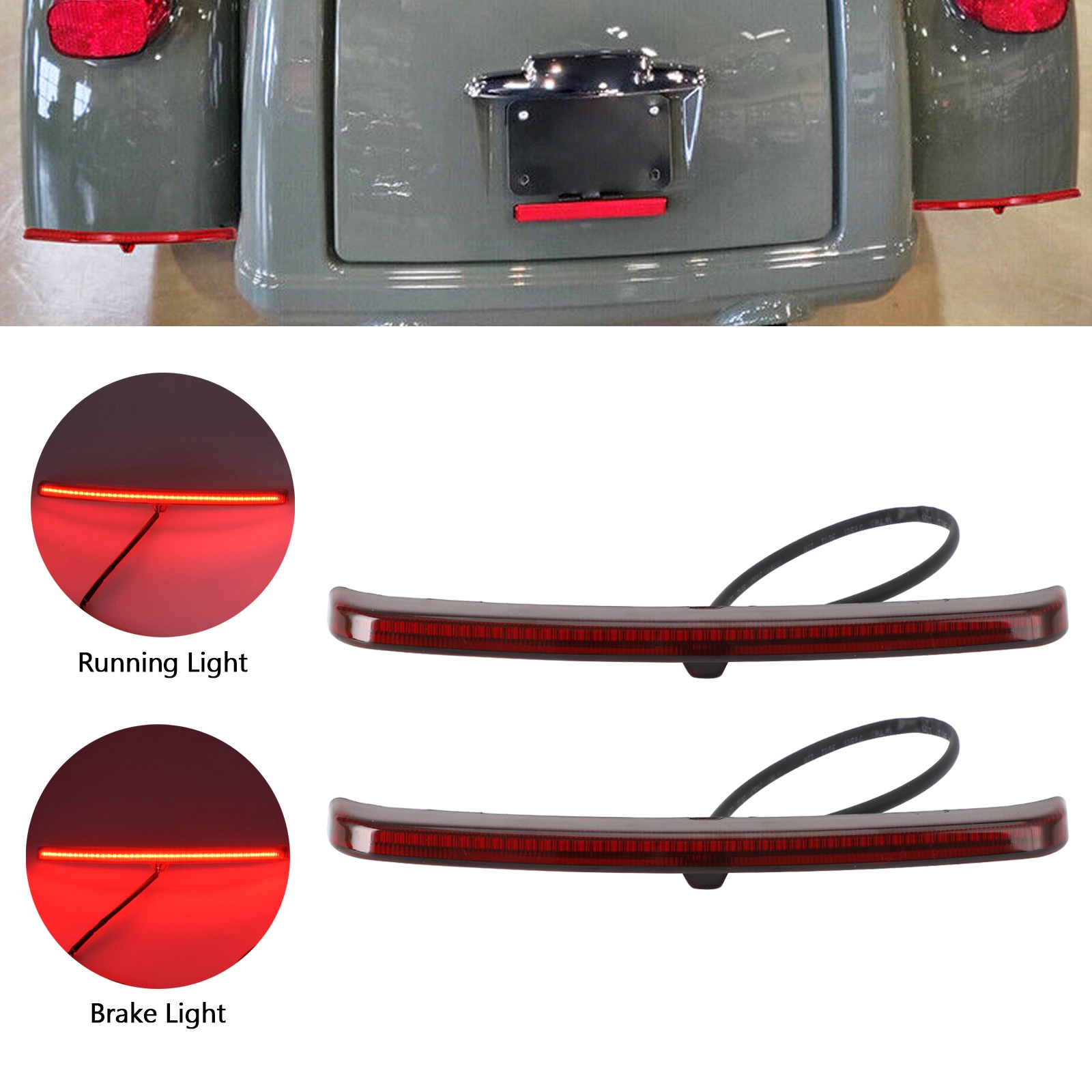 Motor Genic Rear Fender Blades Led Tail Light Fit For Touring Trike Glide 2009-2022 - Walmart.com