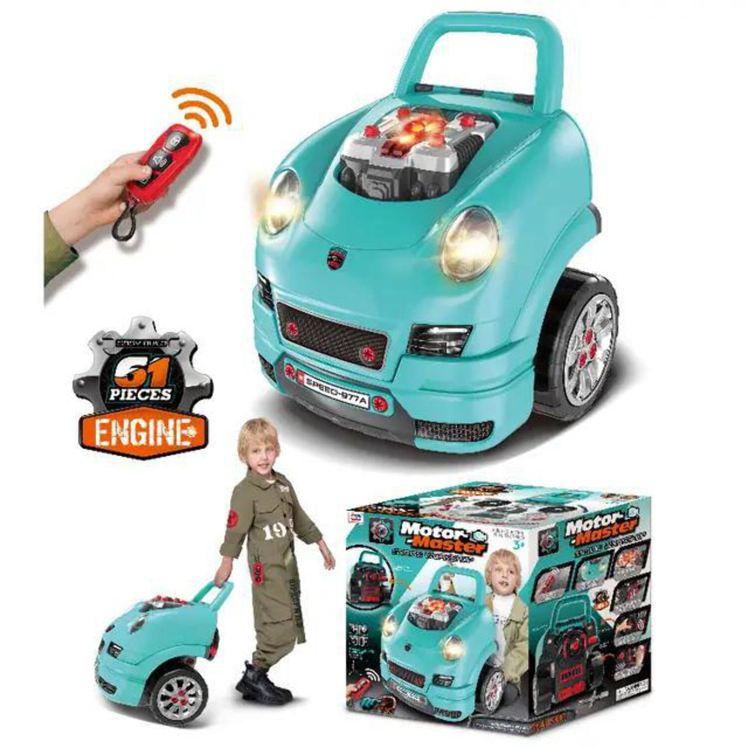 Motor Master Kids Mechanic Play Repair Set - Engine Workshop Green ...