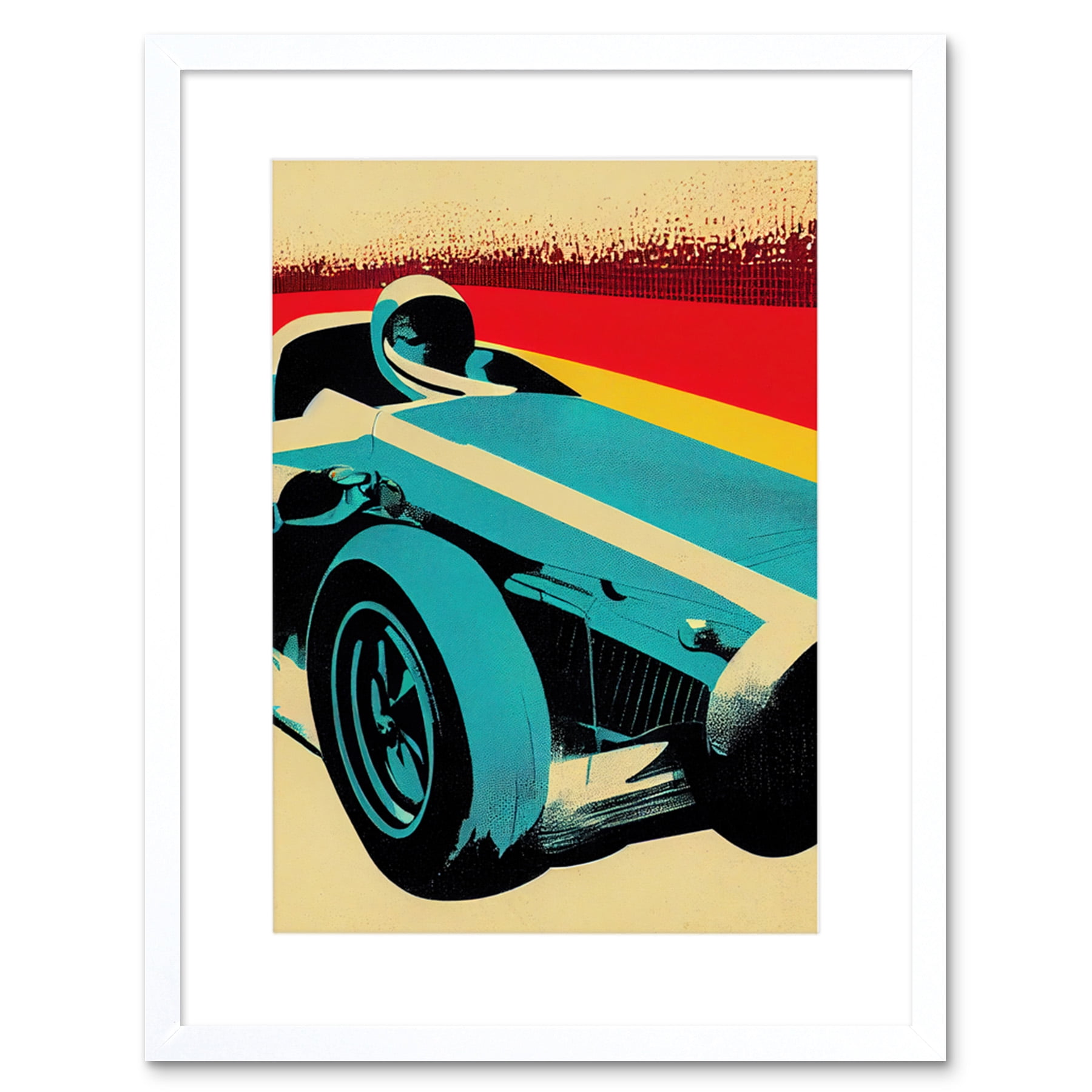 Motor Racing Car Driver Pop Art Graphic Artwork Framed Wall Art Print ...