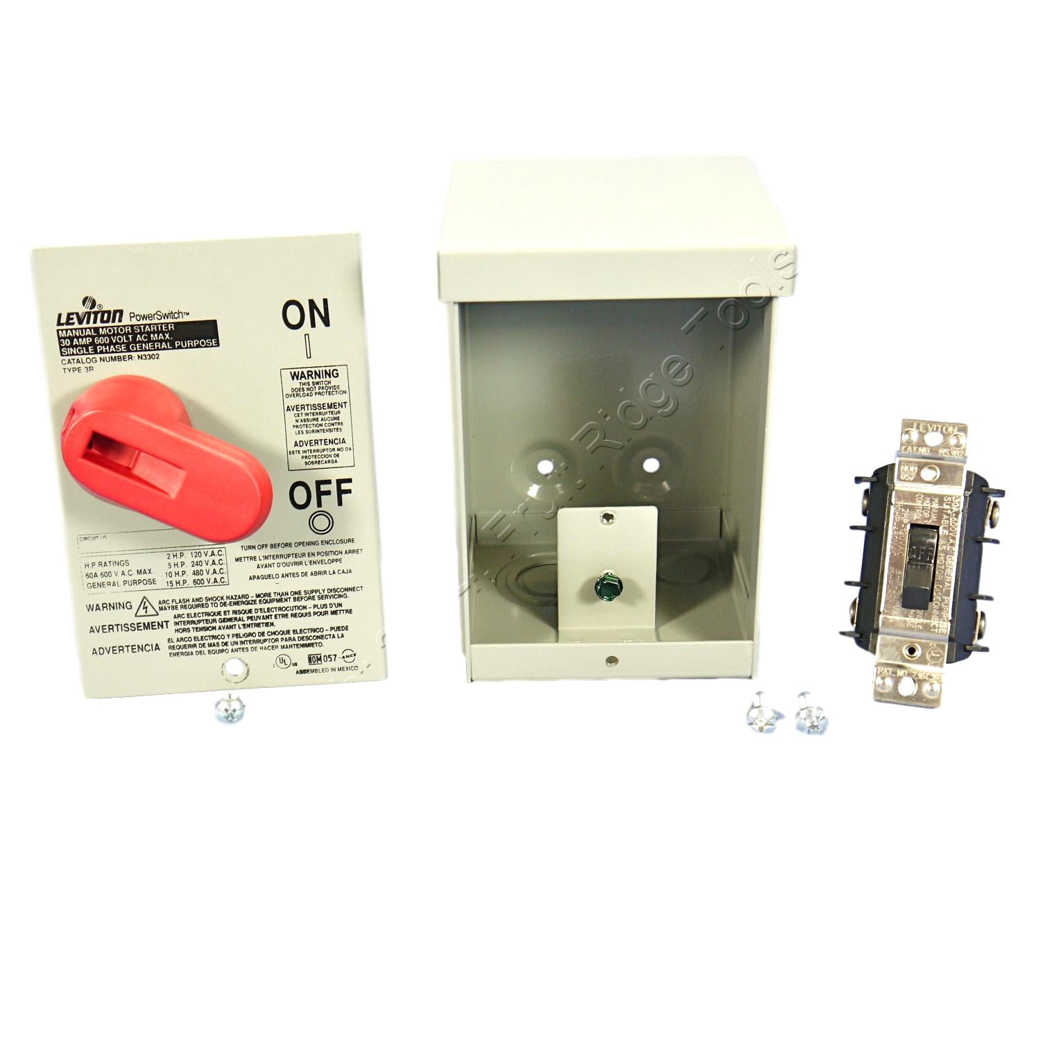 Motor Starter Switch DPST Double-Pole Single Throw w/Lockout 30A N3302 ...