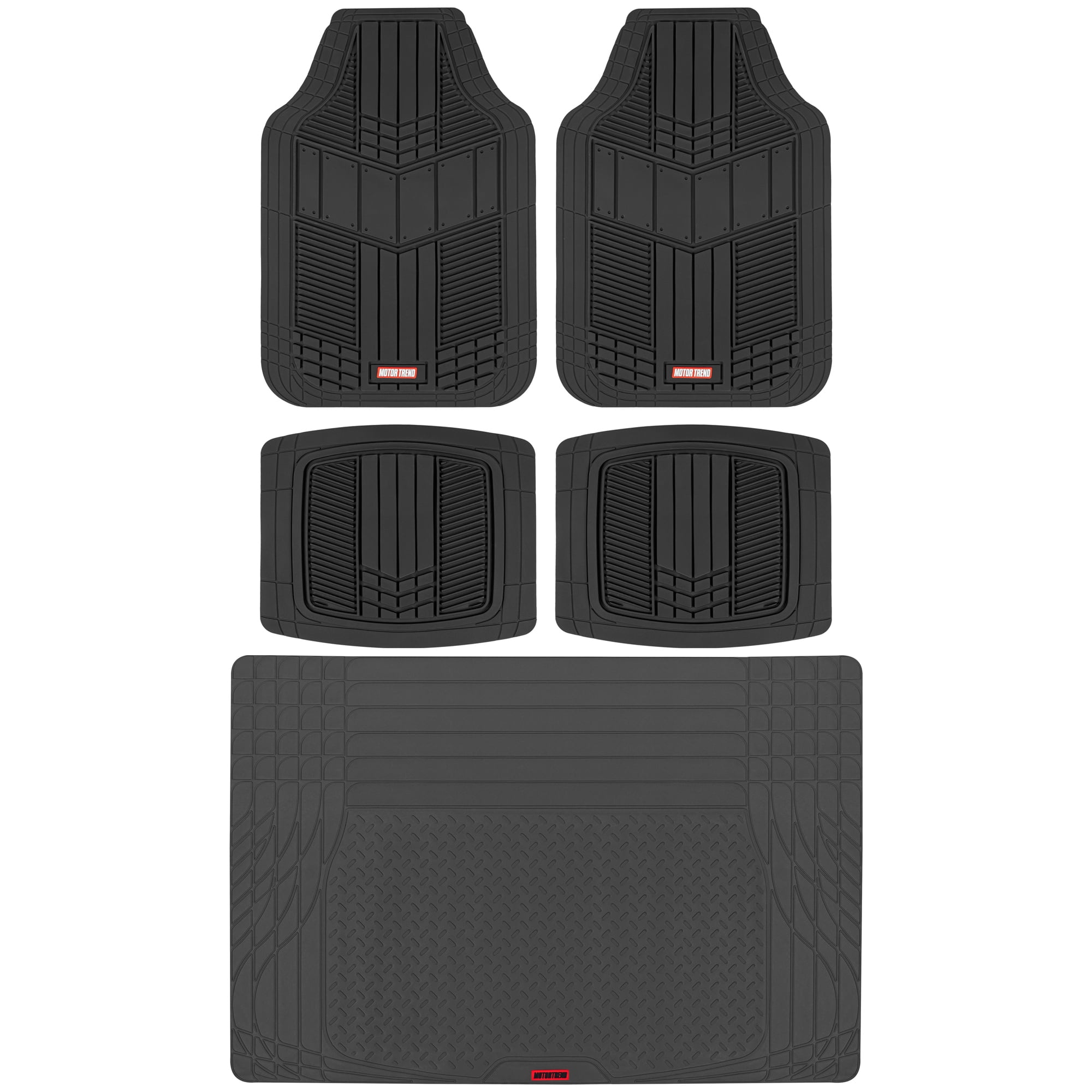 Motor Trend FlexTough Black Floor Mats for Cars & Cargo Mat Full Set ...