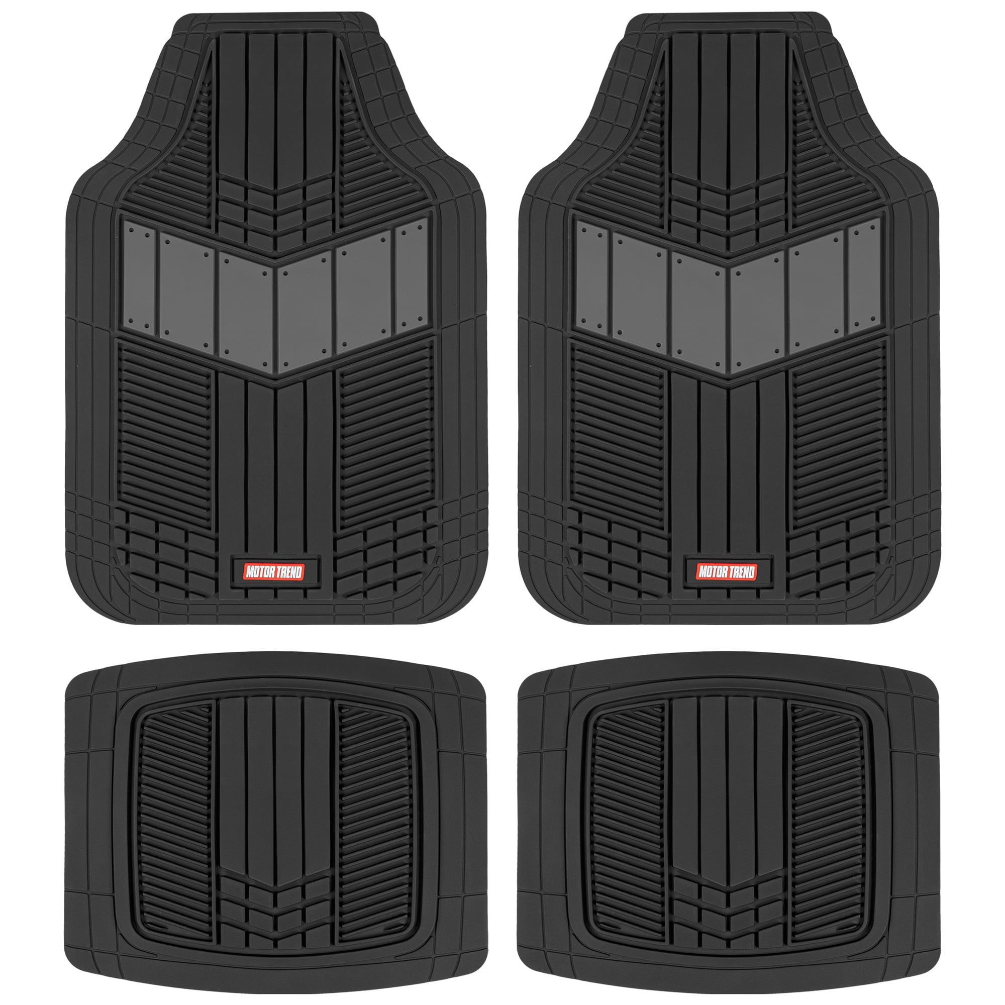 BDK 3-Piece Gray Rubber Floor Mats (Front + Rear), Heavy Duty Universal ...